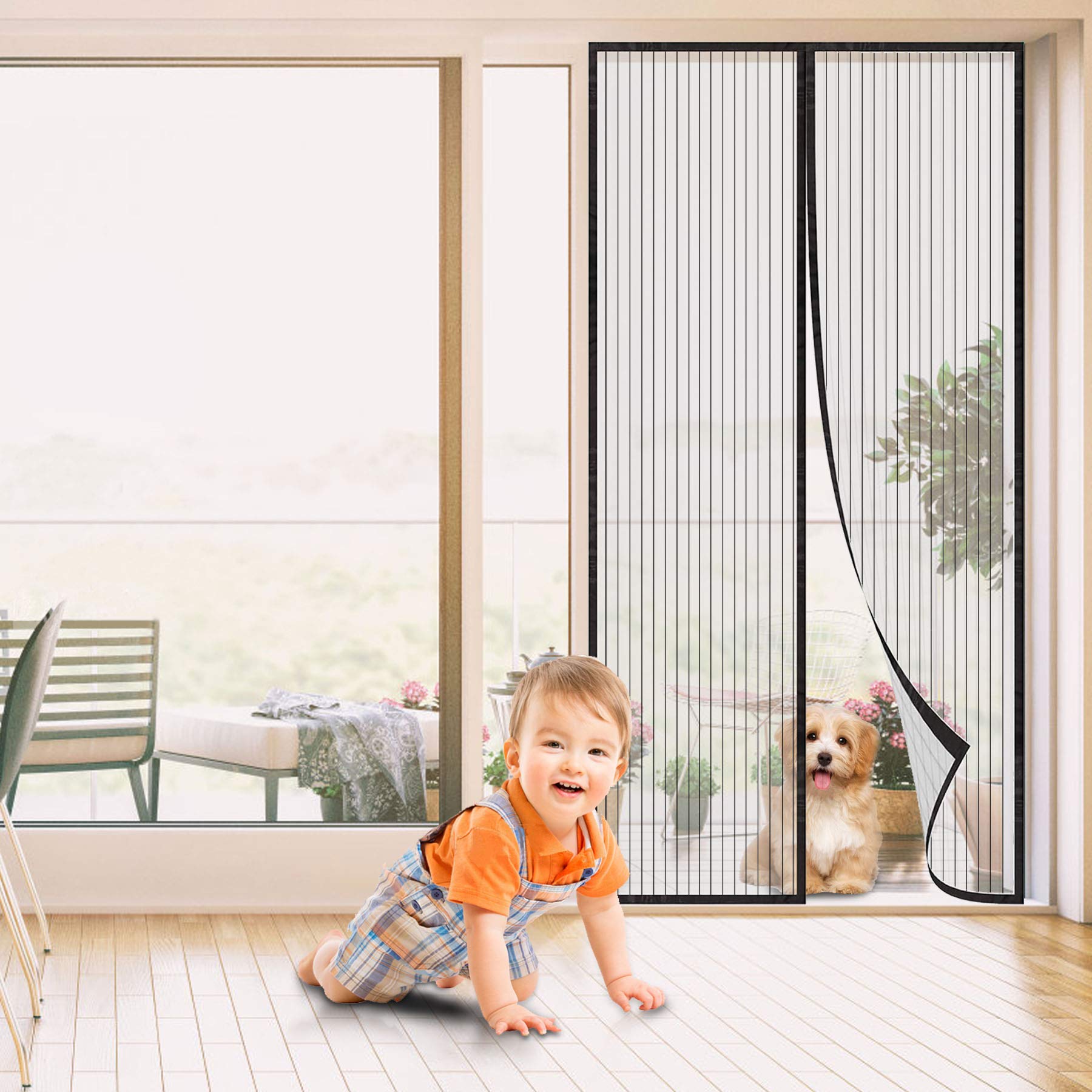 YUFER Magnetic Screen Door 32×80 Mesh Screen Curtain Door with Self ...