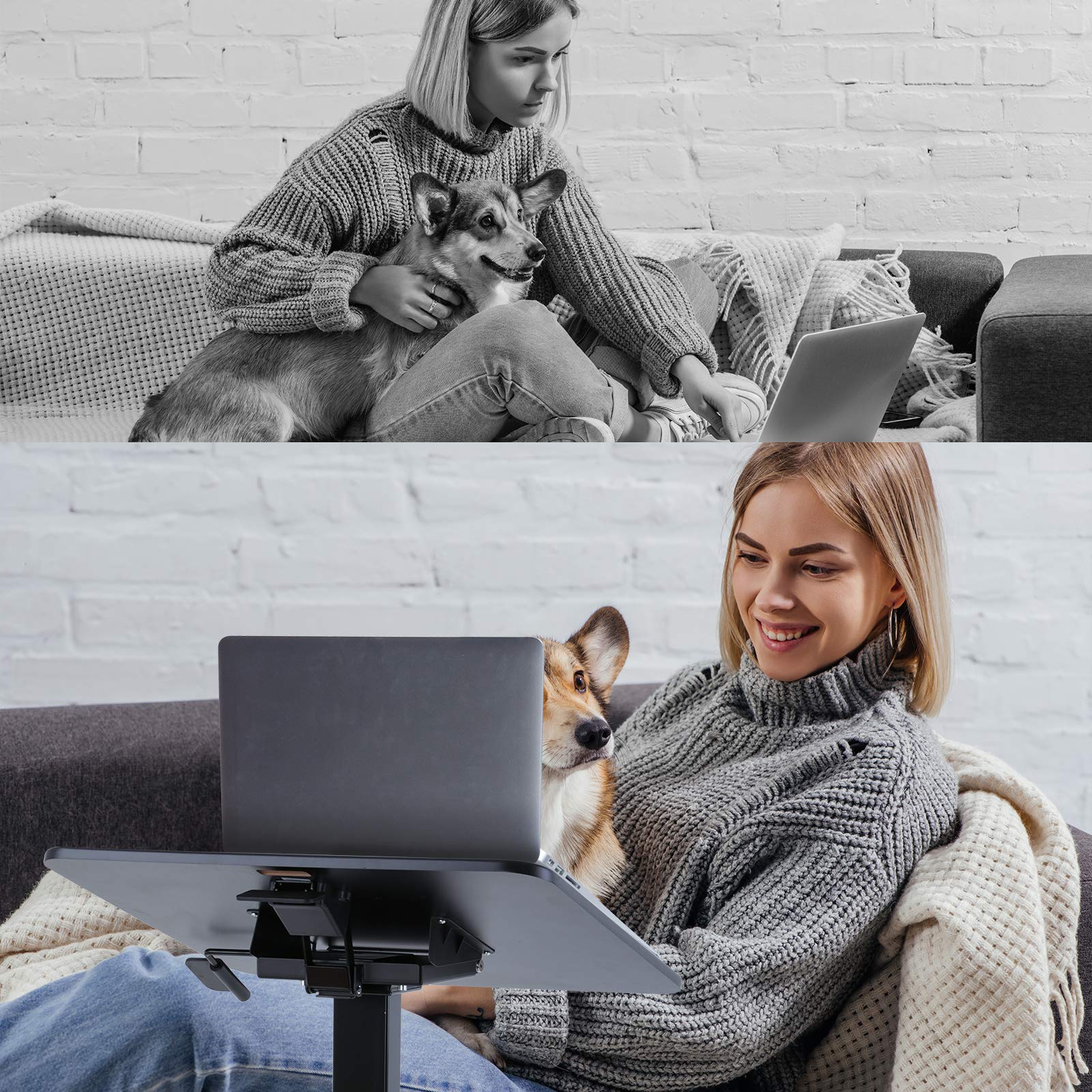 FLEXISPOT MT3 Medical Adjustable Overbed Table with Wheels Pneumatic ...