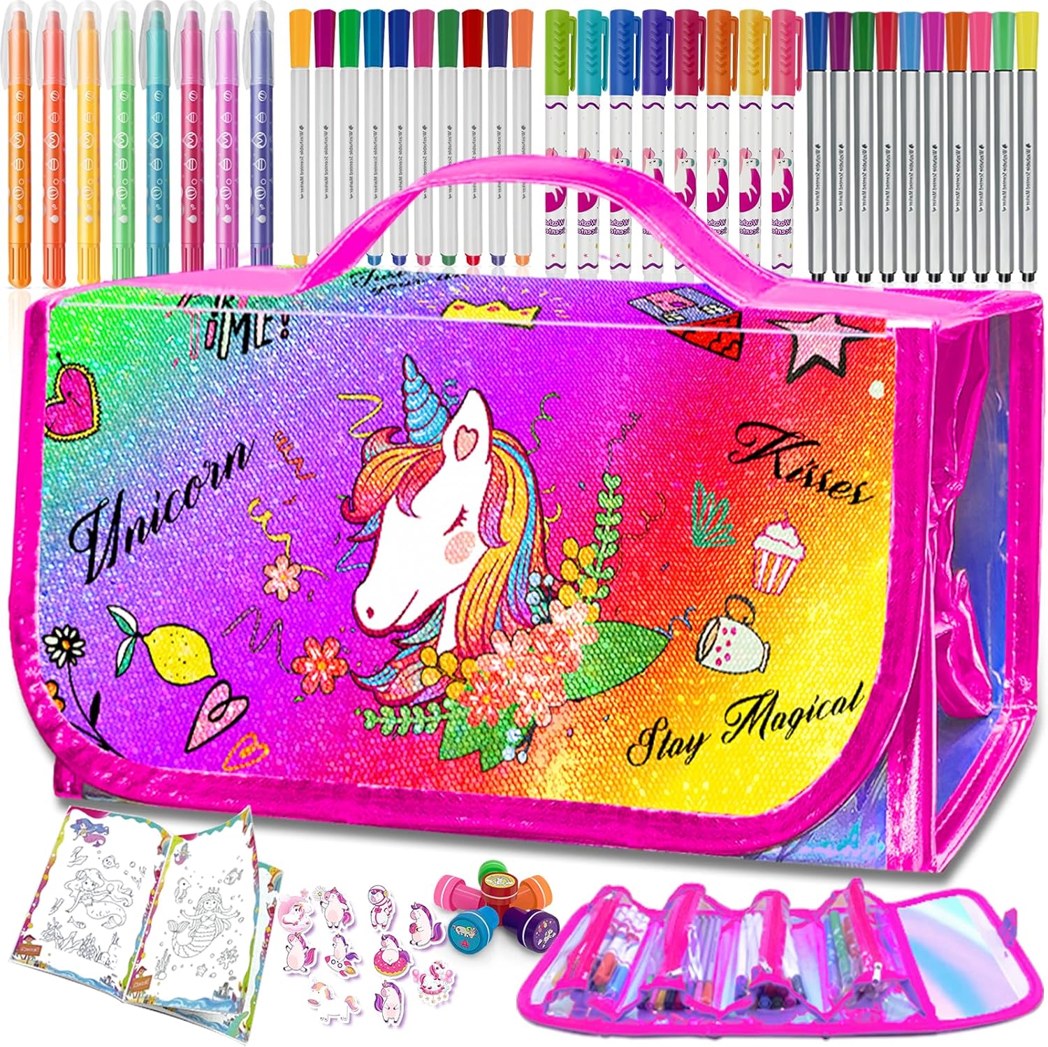 weirtoya Washable Fruit Scented Markers Stationery Set with Pencil Case ...