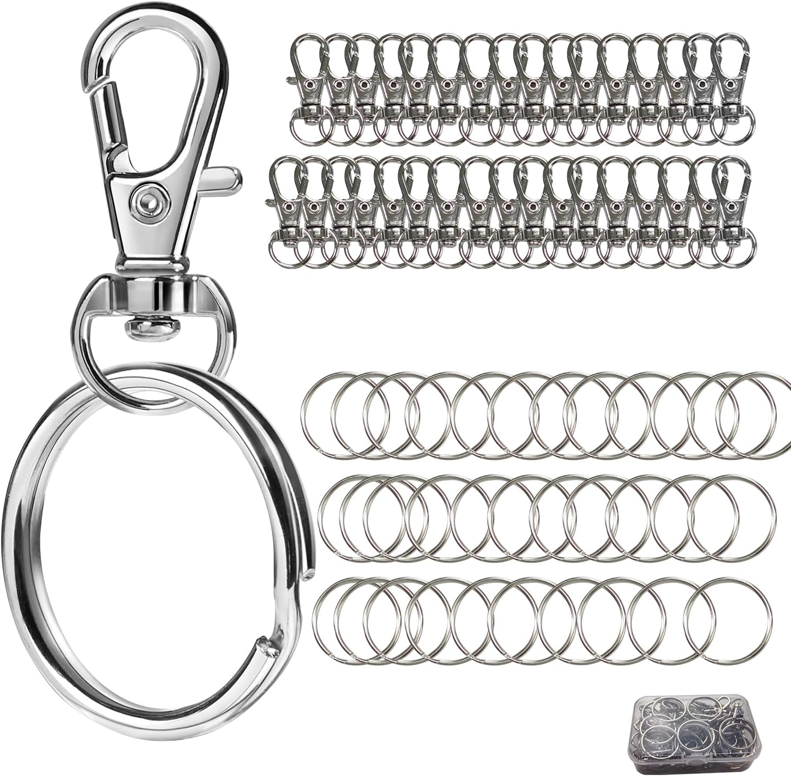 Amazon.com: LEOBRO Keychain, 40PCS Key Rings and Keychain Clip, Lobster ...