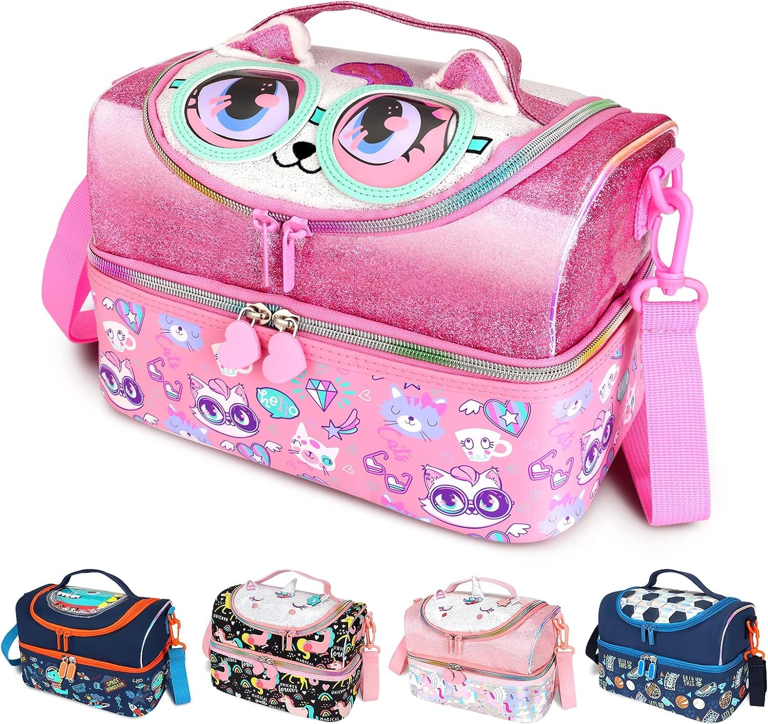 Buy Kids Double Decker Cooler Insulated Lunch Bag Large Tote for Boys ...