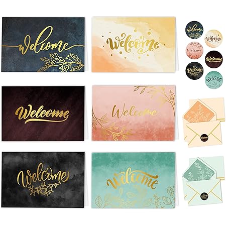 72 Pcs Welcome Note Cards with Kraft Envelopes and Welcome Stickers ...