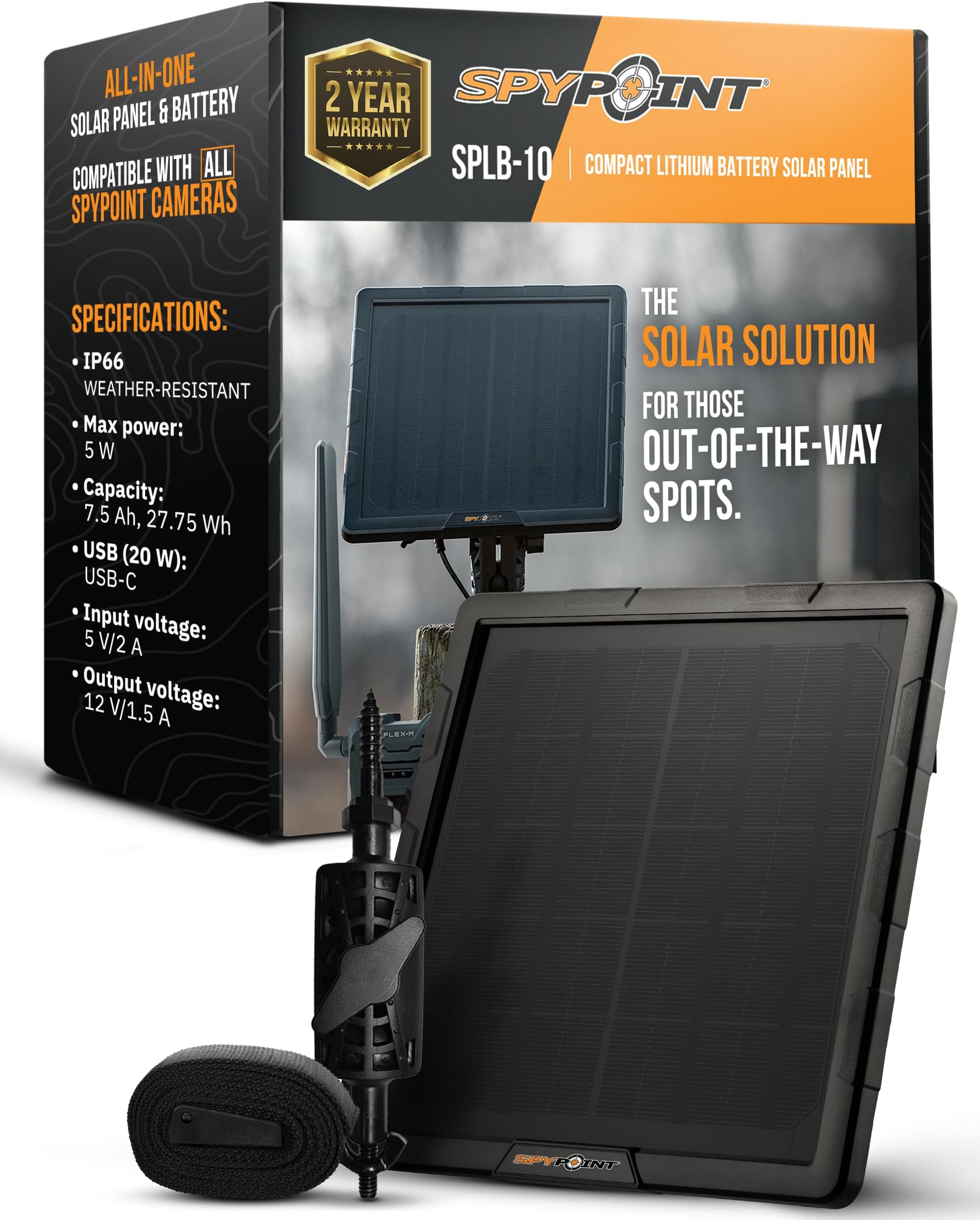 Amazon.com : SPYPOINT Solar Panel for Trail Camera with Internal ...