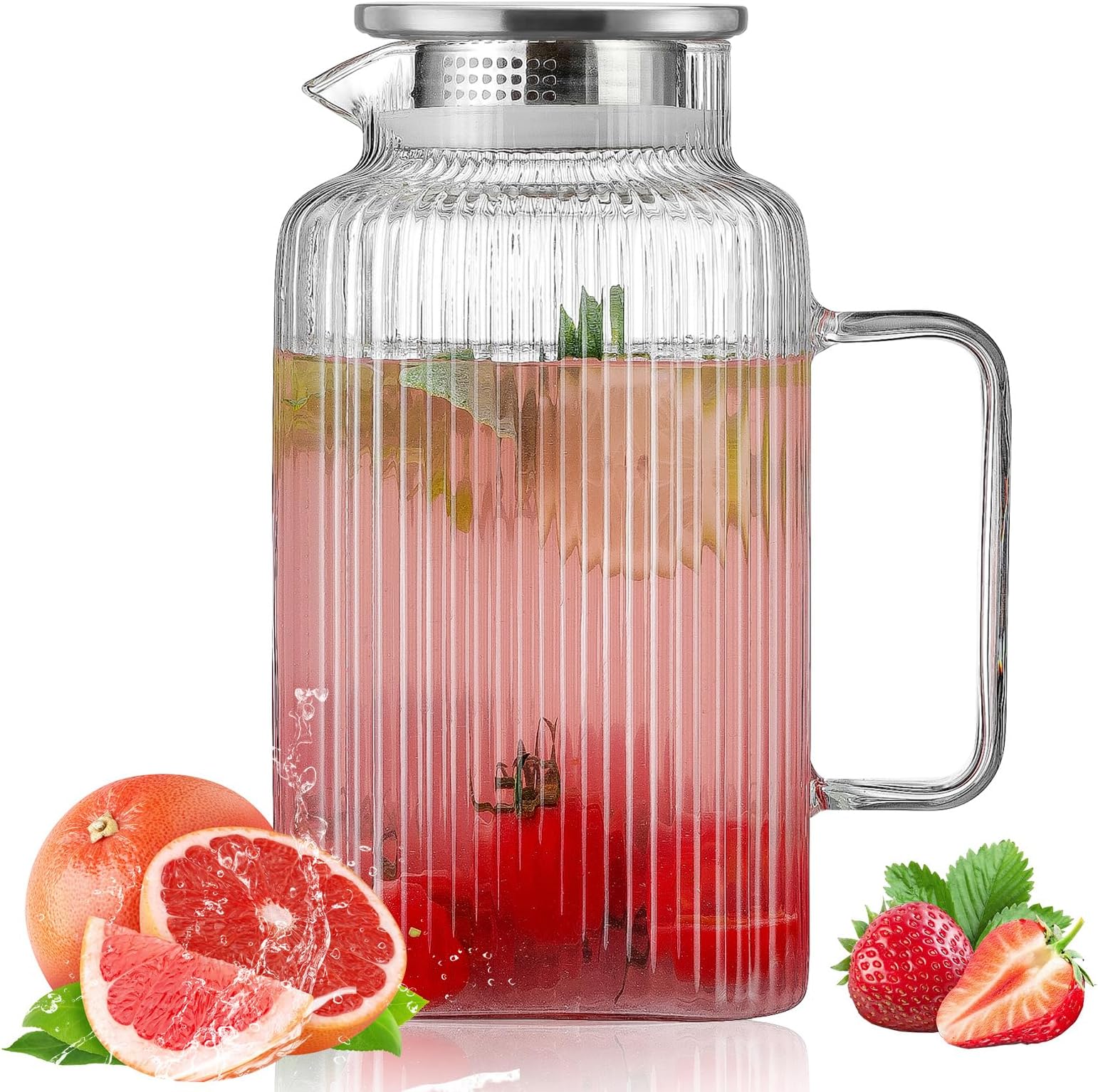 Amazon.com: AOZITA 2L Modern, Minimalist Glass Pitcher with Lid and ...