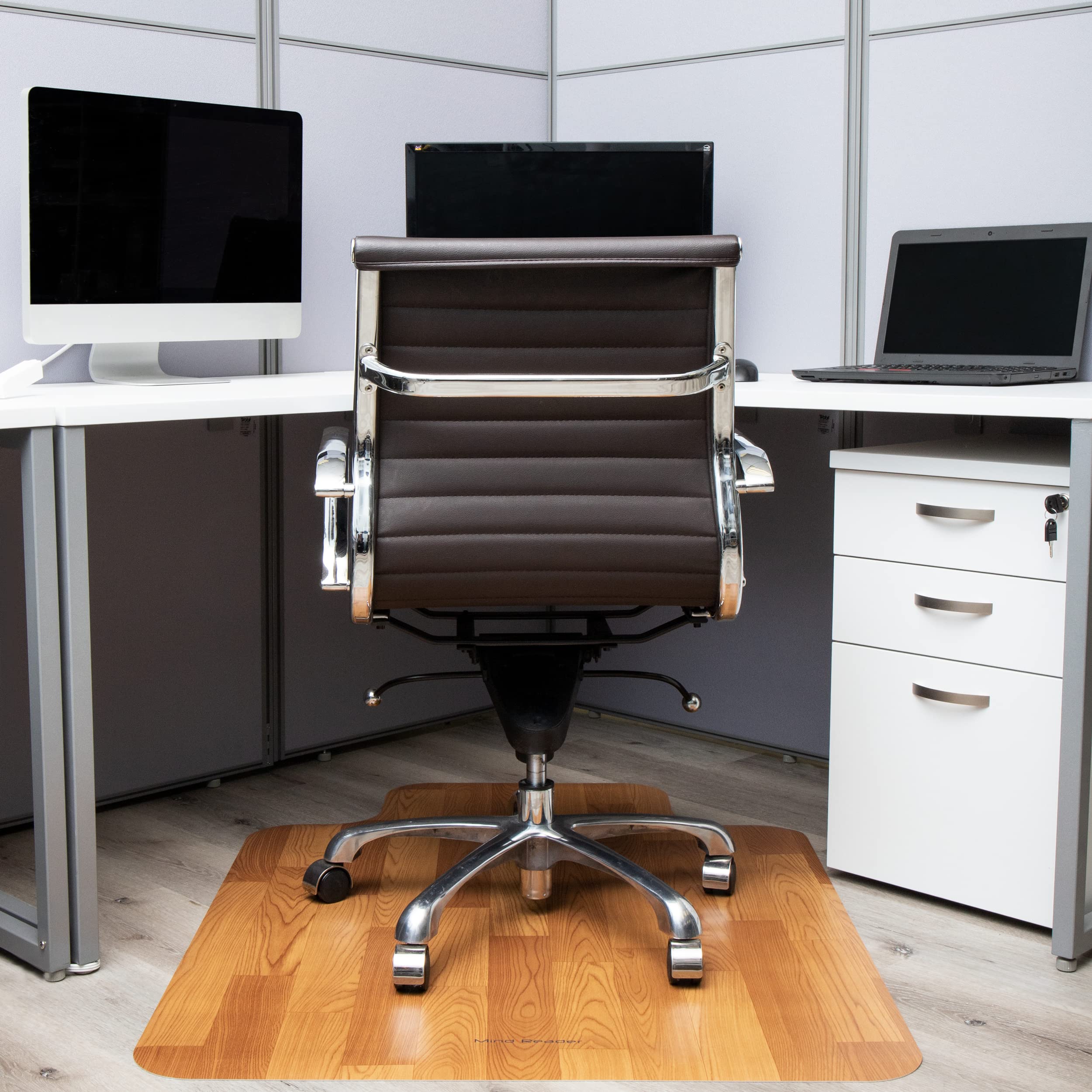 Mind Reader WDOFFCMAT-BRN Office Hardwood, 36" x 48" Inches, Easy Glide ...