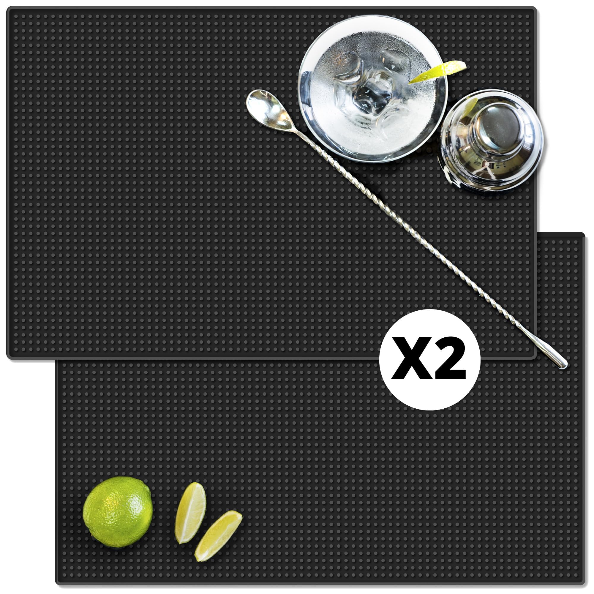 Amazon.com: Bar Mat Set (2 Pack, 18"x12") - Non-Slip Rubber Bar Mats ...