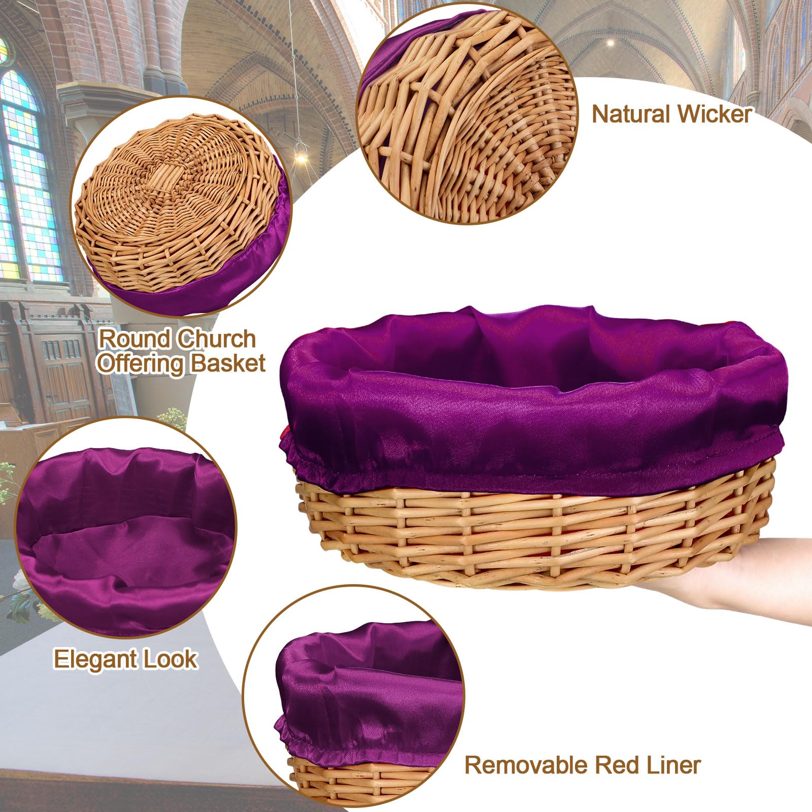 Snapklik.com : Hushee 3 Pack 9.1 Inch Round Offering Baskets For Church ...