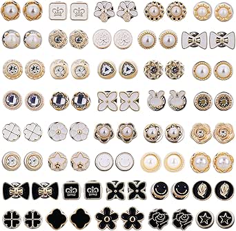 80 Pcs Women Shirt Brooch Buttons Safty Button Pins Blouse Pins for ...