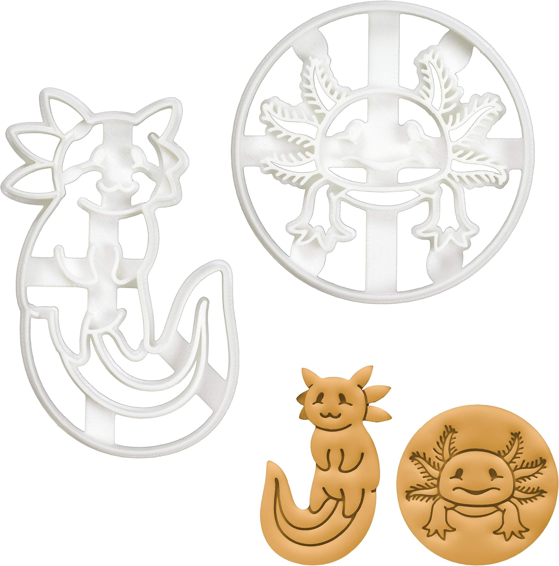 Amazon.com: Set of 2 Axolotl cookie cutters (Designs: Cute & Realistic ...