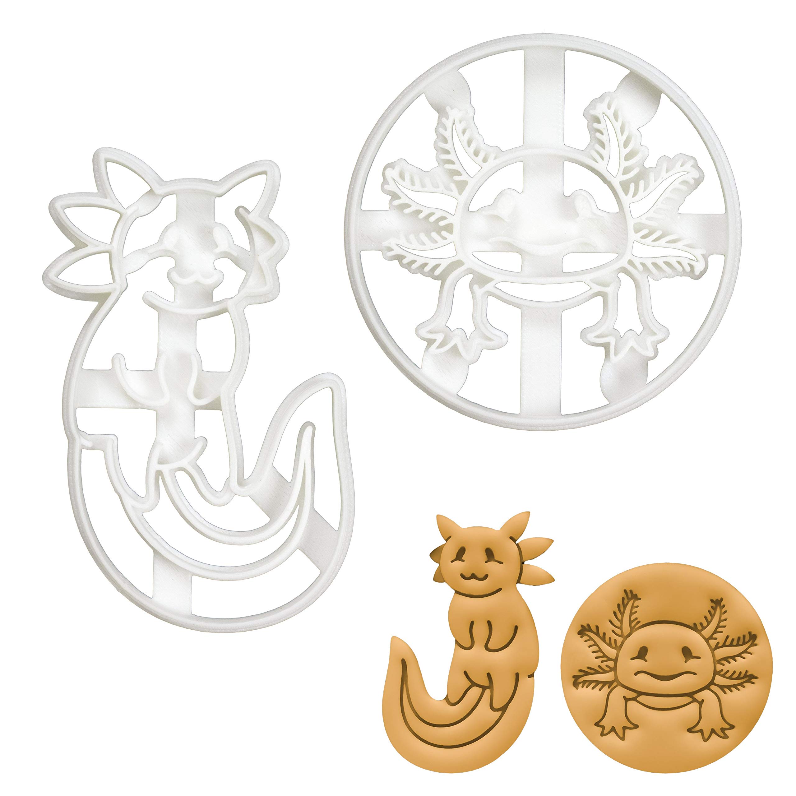 Amazon.com: Set of 2 Axolotl cookie cutters (Designs: Cute & Realistic ...