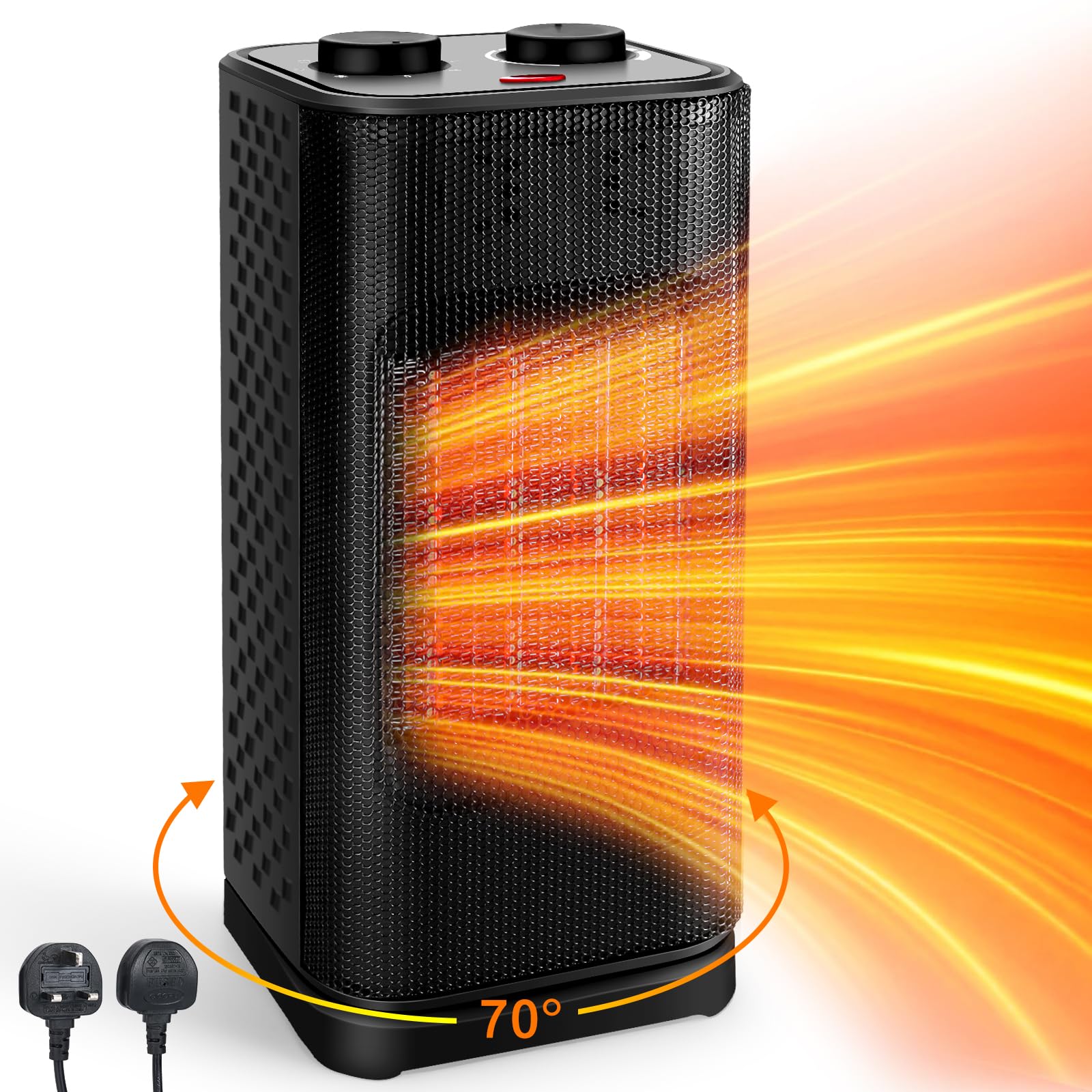 WeiaiziY Fan Heater with 6 Function Modes & 3 Heat Settings, 1500W/750W ...