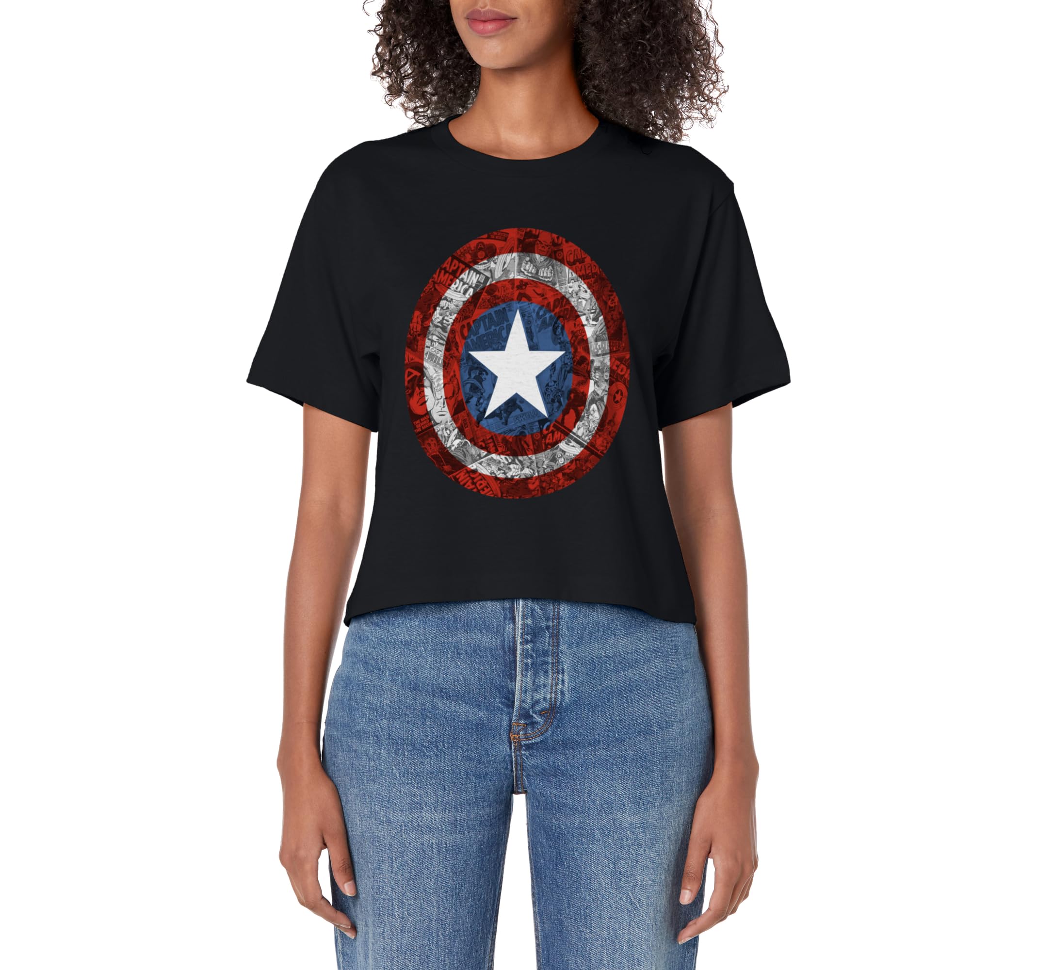Marvel Captain America Avengers Shield Comic Women's Crop Top at Amazon ...