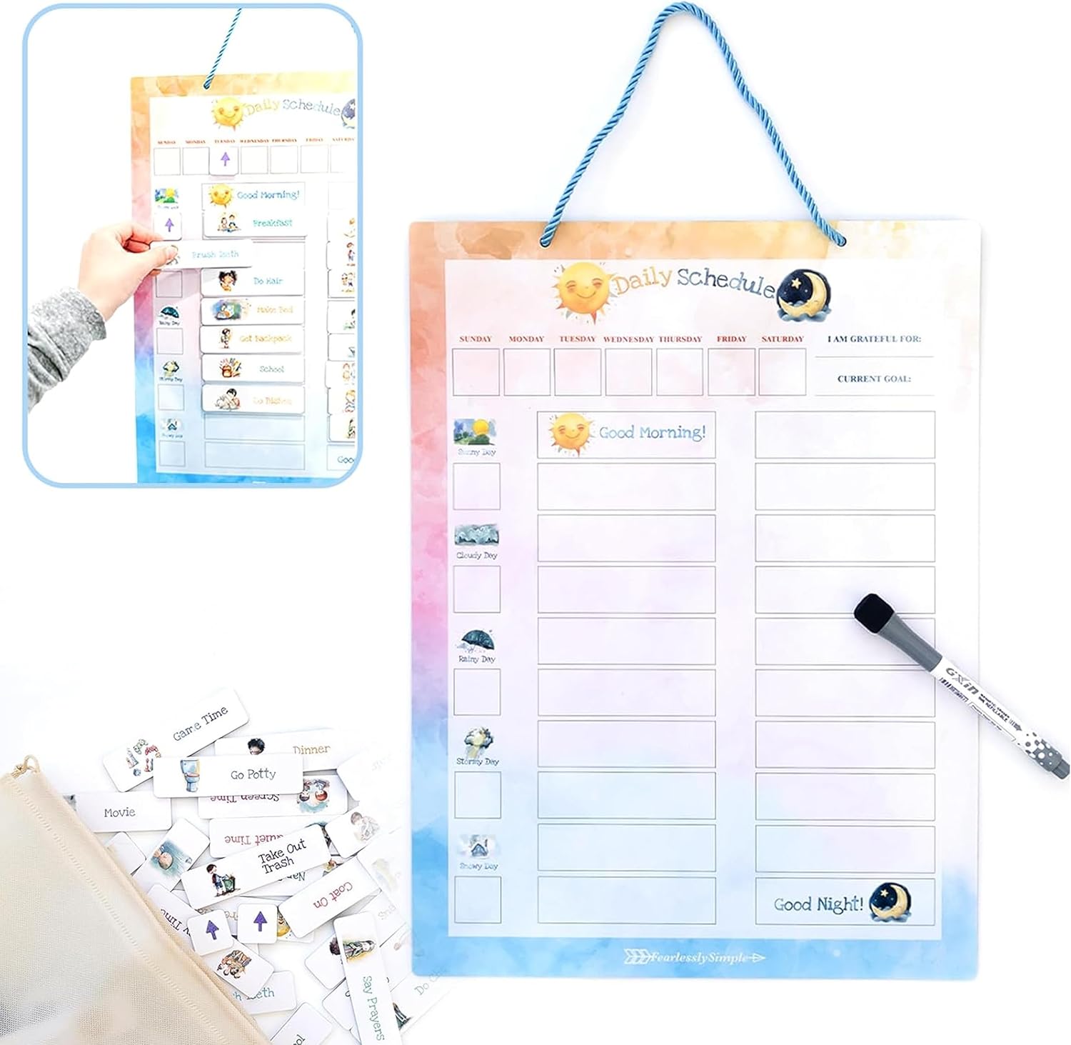 Amazon.com: Magnetic Visual Schedule for Kids - Customizable Toddler ...