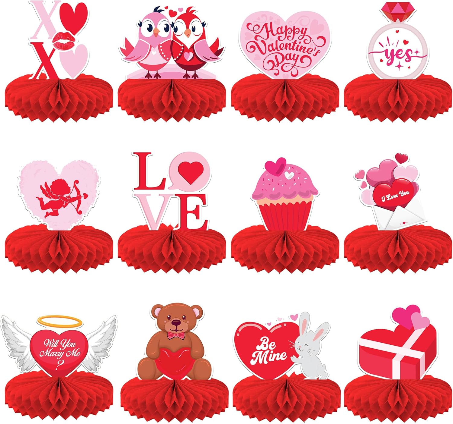 Amazon.com: KatchOn, Valentines Day Centerpiece for Tables - Pack of 12 ...