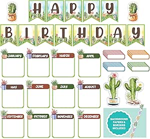 Amazon.com : 89 Pcs Cactus Classroom Decor with Background Papers ...