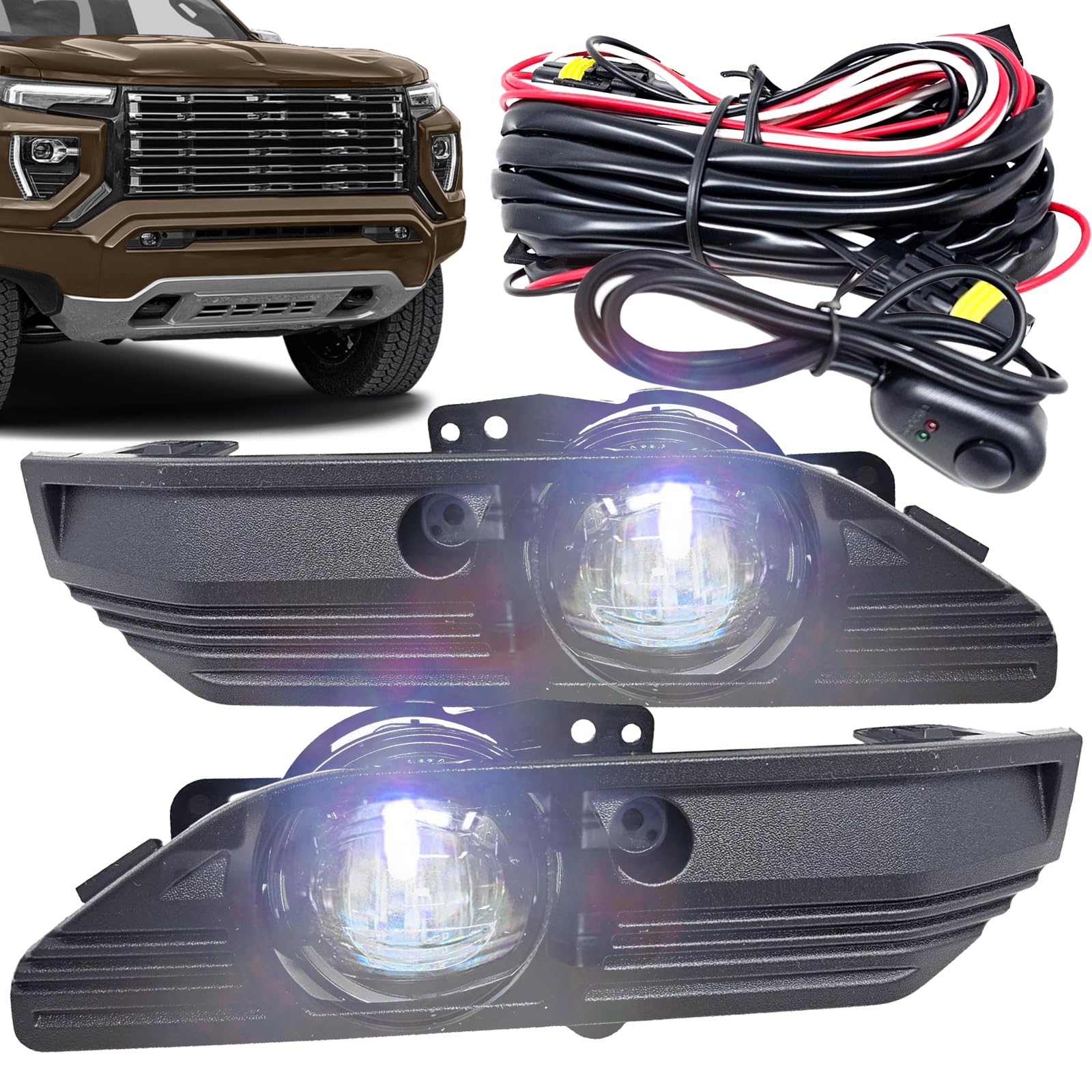 Amazon.com: Compatible with 2023-2024 GMC Canyon 6000k White LED Fog ...