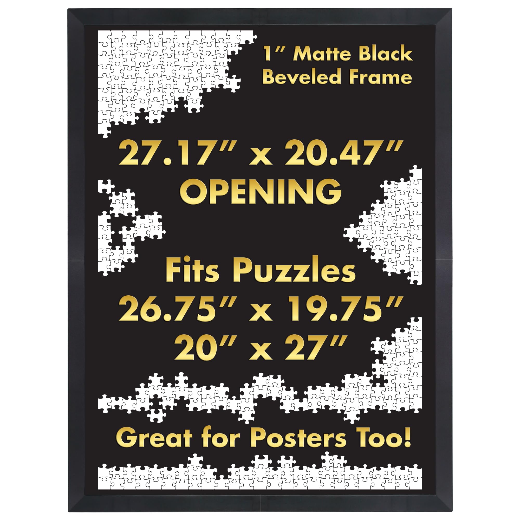 Amazon.com: Funwares 20x27 Puzzle Frame – Sleek Matte Black Finish ...