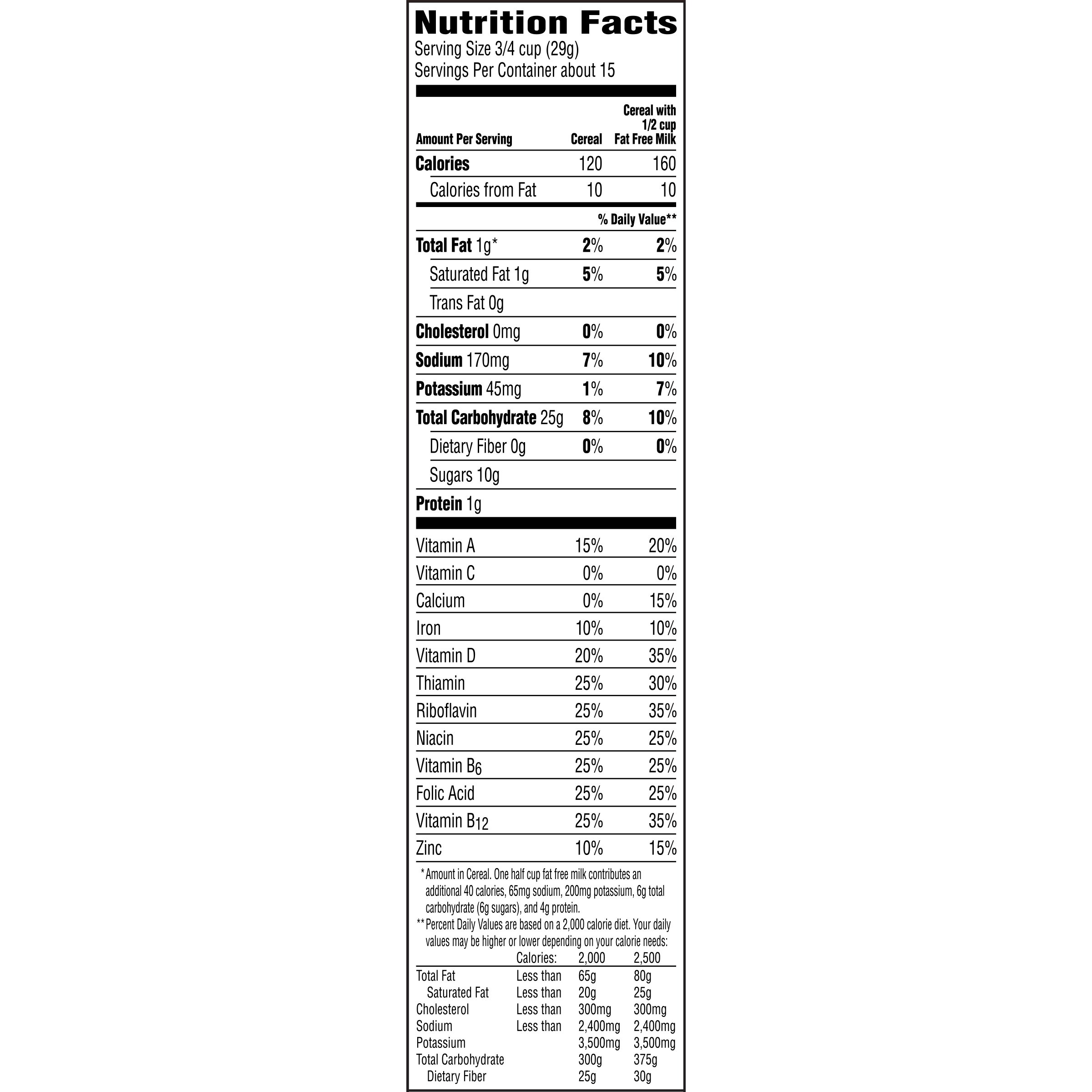 Cocoa Pebbles Nutrition Label