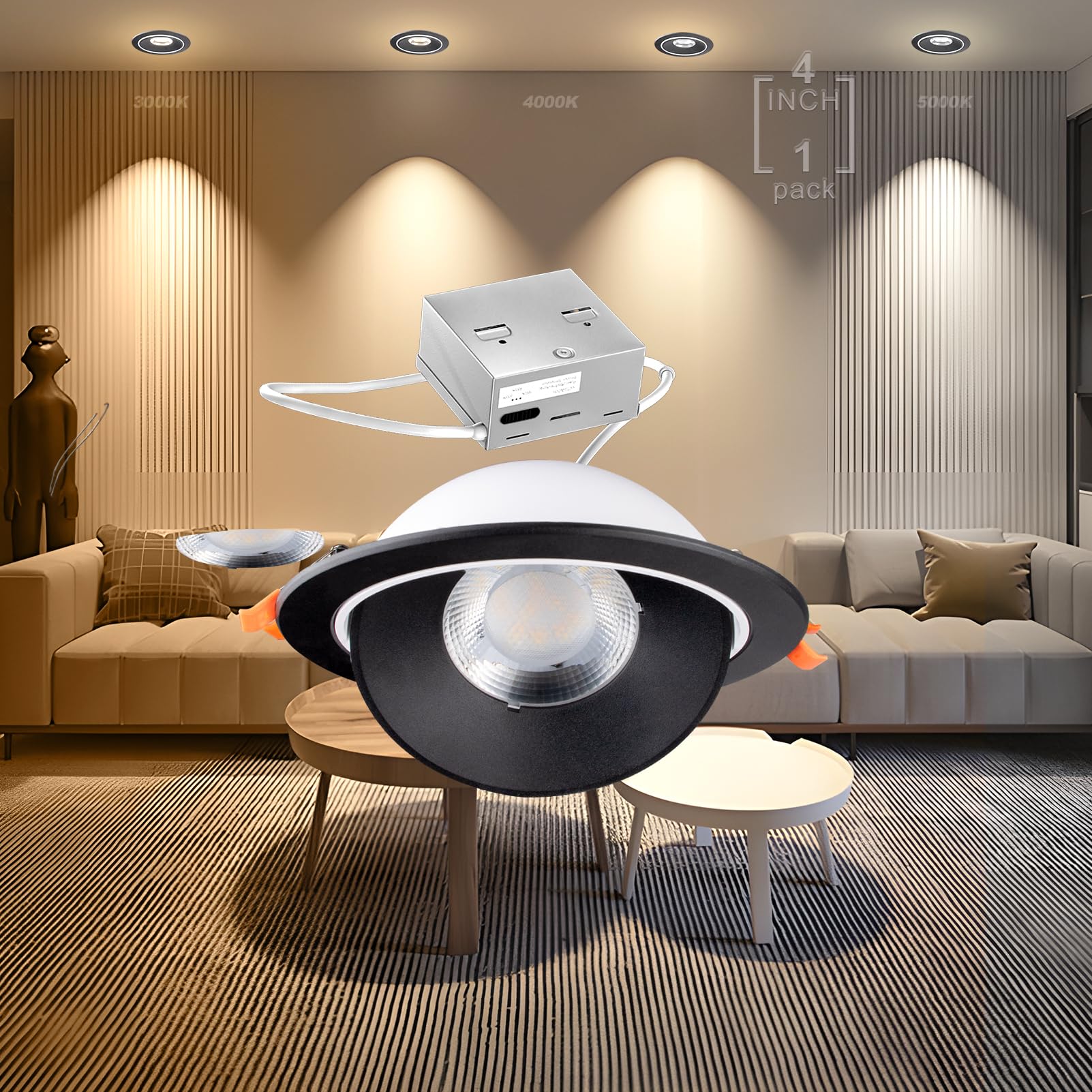 Lightdot 4 Inch Gimbal LED Recessed Light, 140lm/w (high efficency ...