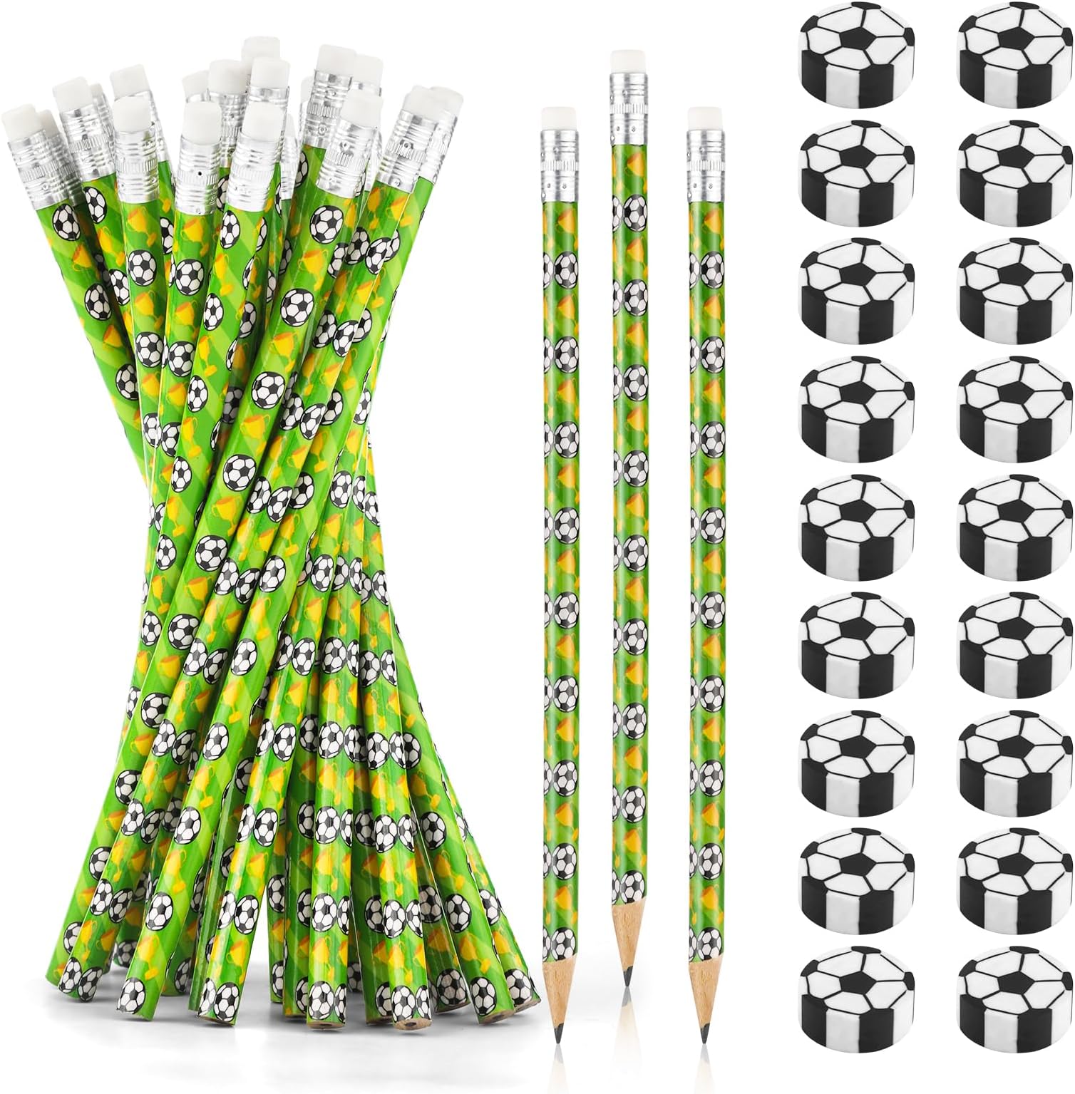 PEUTIER 36pcs Sports Pencils and Erasers for Kids, Soccer Pencils with ...