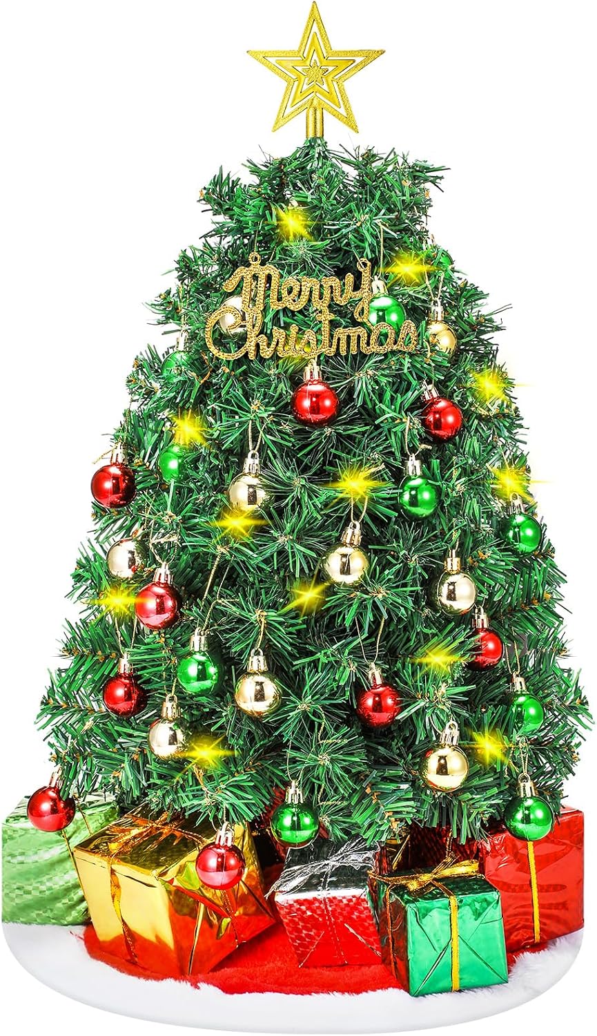 Amazon.com: Syhood 2ft Mini Christmas Tree, Small Tabletop Christmas ...