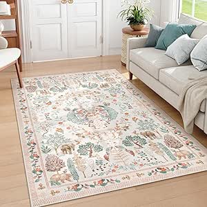 Amazon.com: Moynesa Floral 5x7 Washable Rug, Boho Soft Living Room Area ...