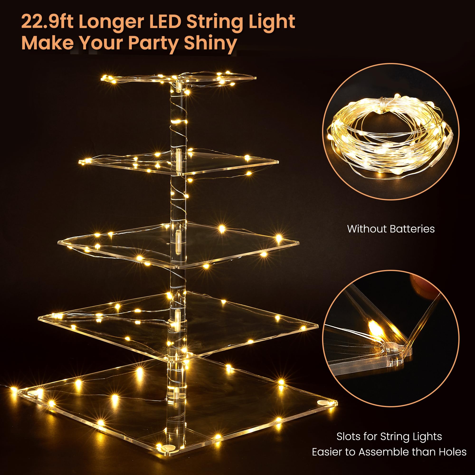 Snapklik.com : Upsimples 5 Tier Acrylic Cupcake Stand, Dessert Tower ...