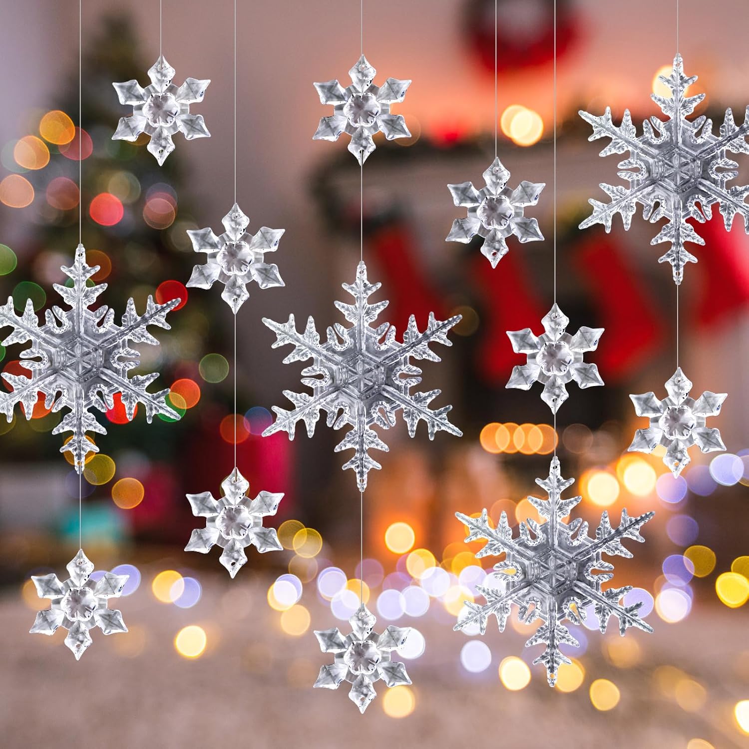 Amazon.com: simarro 27Pcs Acrylic Snowflakes Christmas Tree Ornaments ...