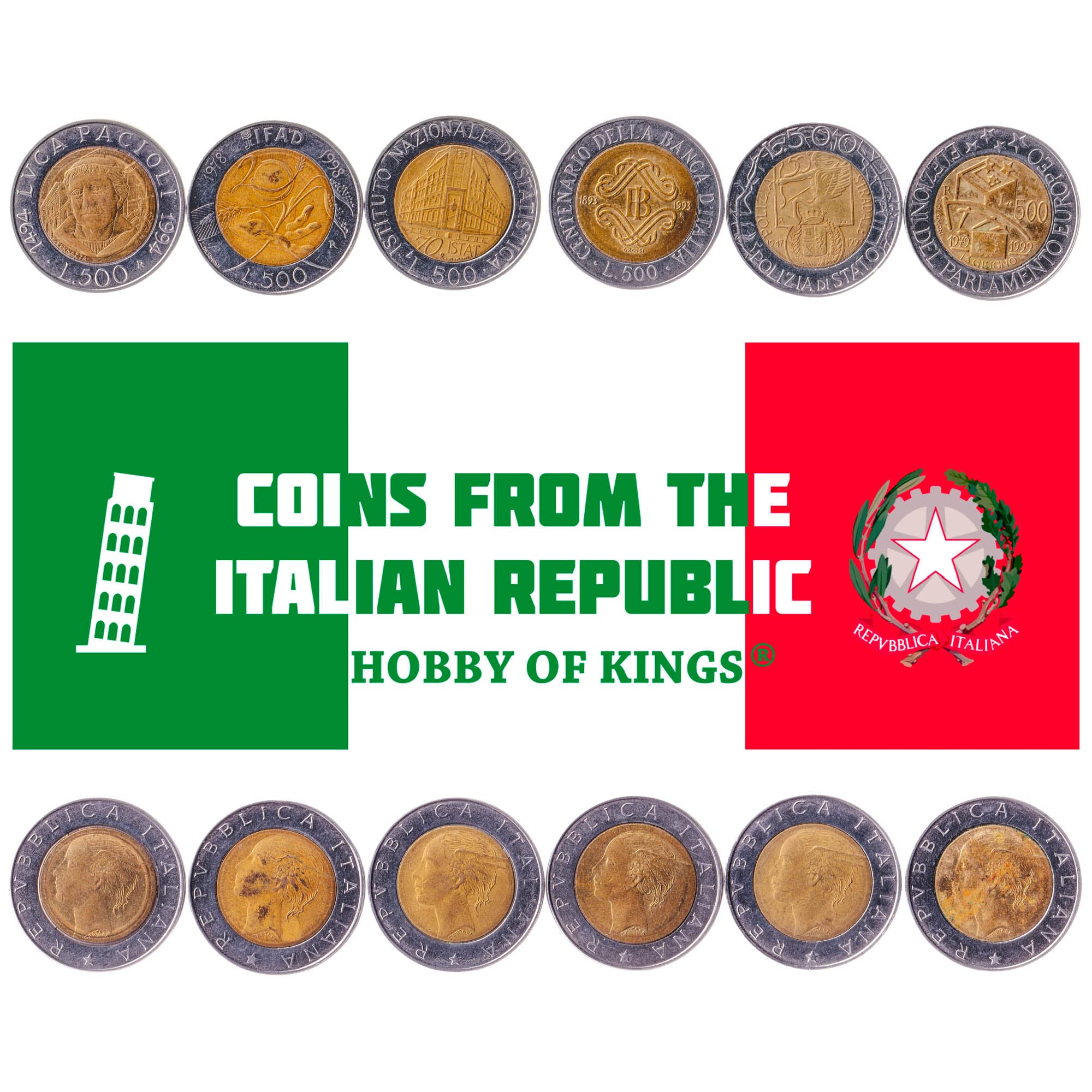 Buy 10 Coins from Italy | Italian Coin Set Collection 200 Lire | 1980 ...
