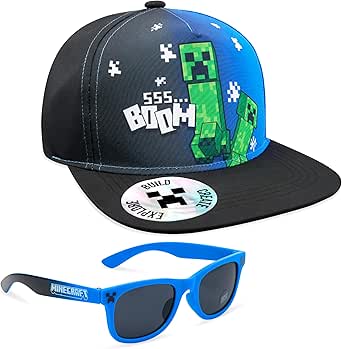 Amazon.com: Minecraft Baseball Cap and Kids Sunglasses Set, Adjustable ...