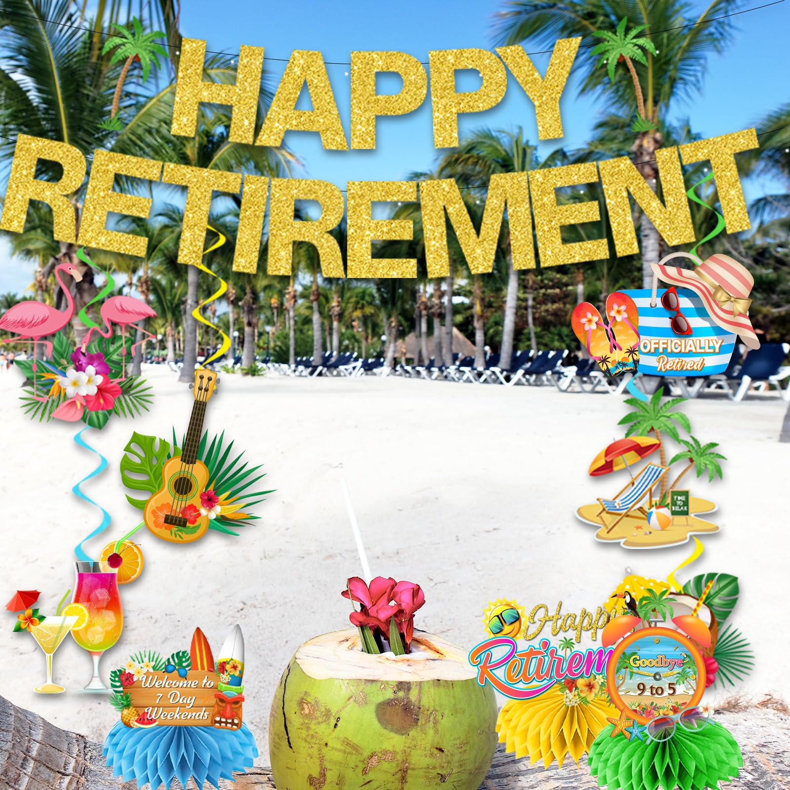 Beach Party Theme Beach Retirement Decorations Aloha Retire Party ...