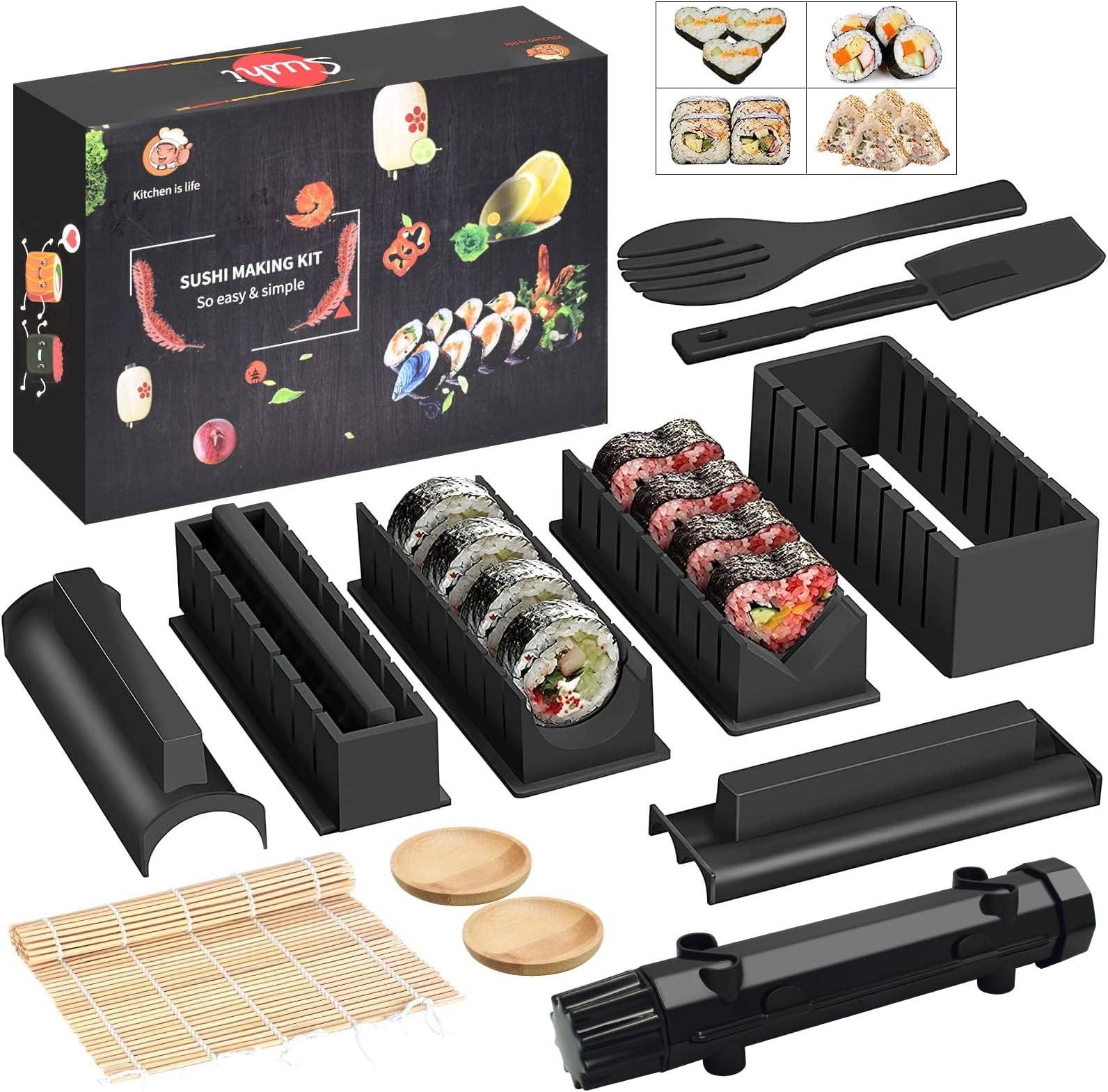 Sushi Maker Kit, 15pcs Kit Sushi Complet Débutants, DIY Sushi Maker Kit ...