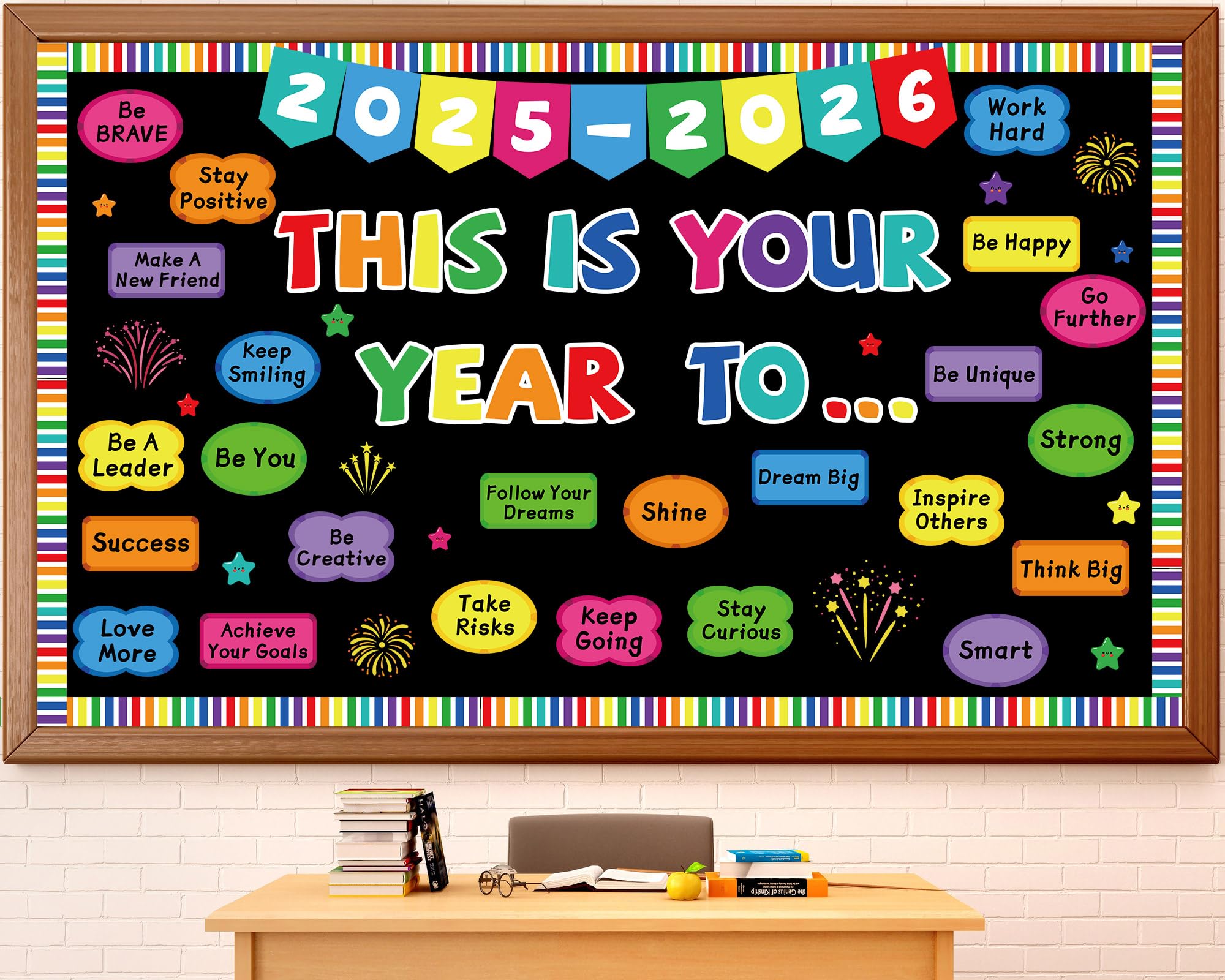 Be Motivational Bulletin Board Pastel Boho Rainbow Motivational