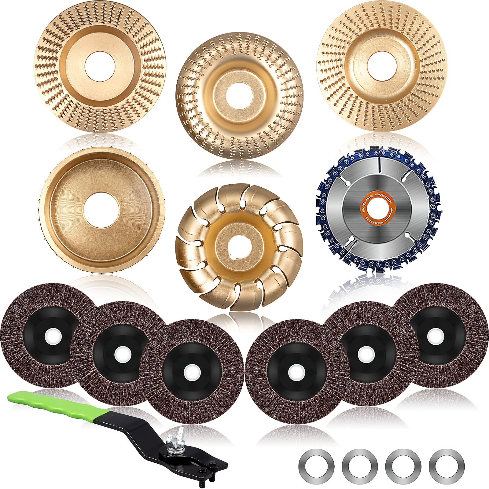 13PCS Wood Carving Disc Set for 4" or 4 1/2" Angle Grinder, Stump Tool ...