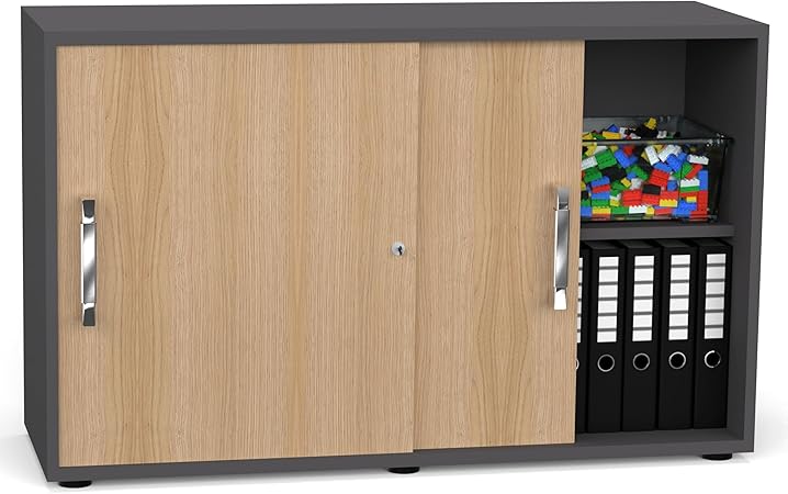 Schiebetürenschrank SLIDO 120×40×75 cm – abschließbarer Aktenschrank ...