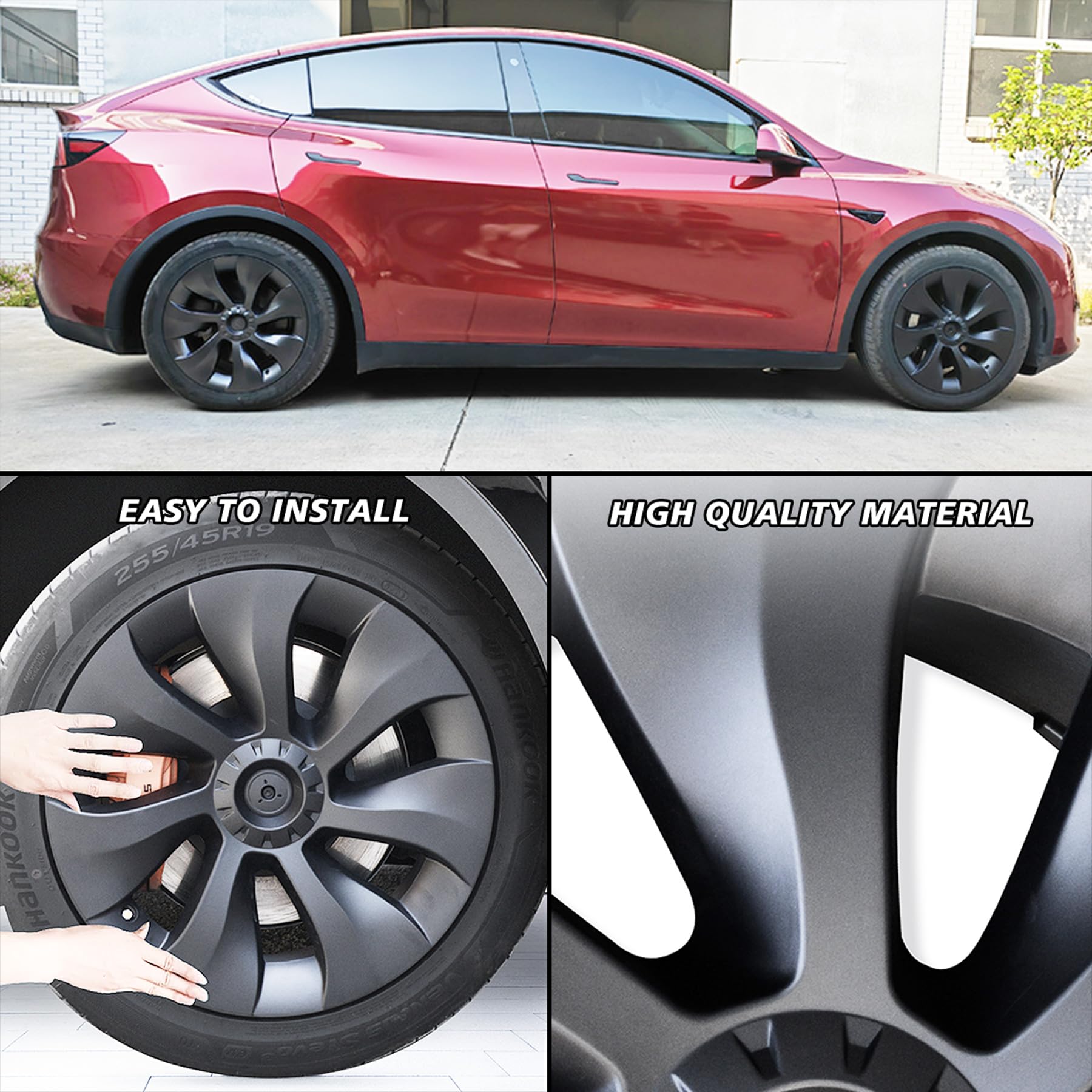 Snapklik.com : 4PCS Model Y Wheel Covers 19 Inch Cyclone Style Matte ...