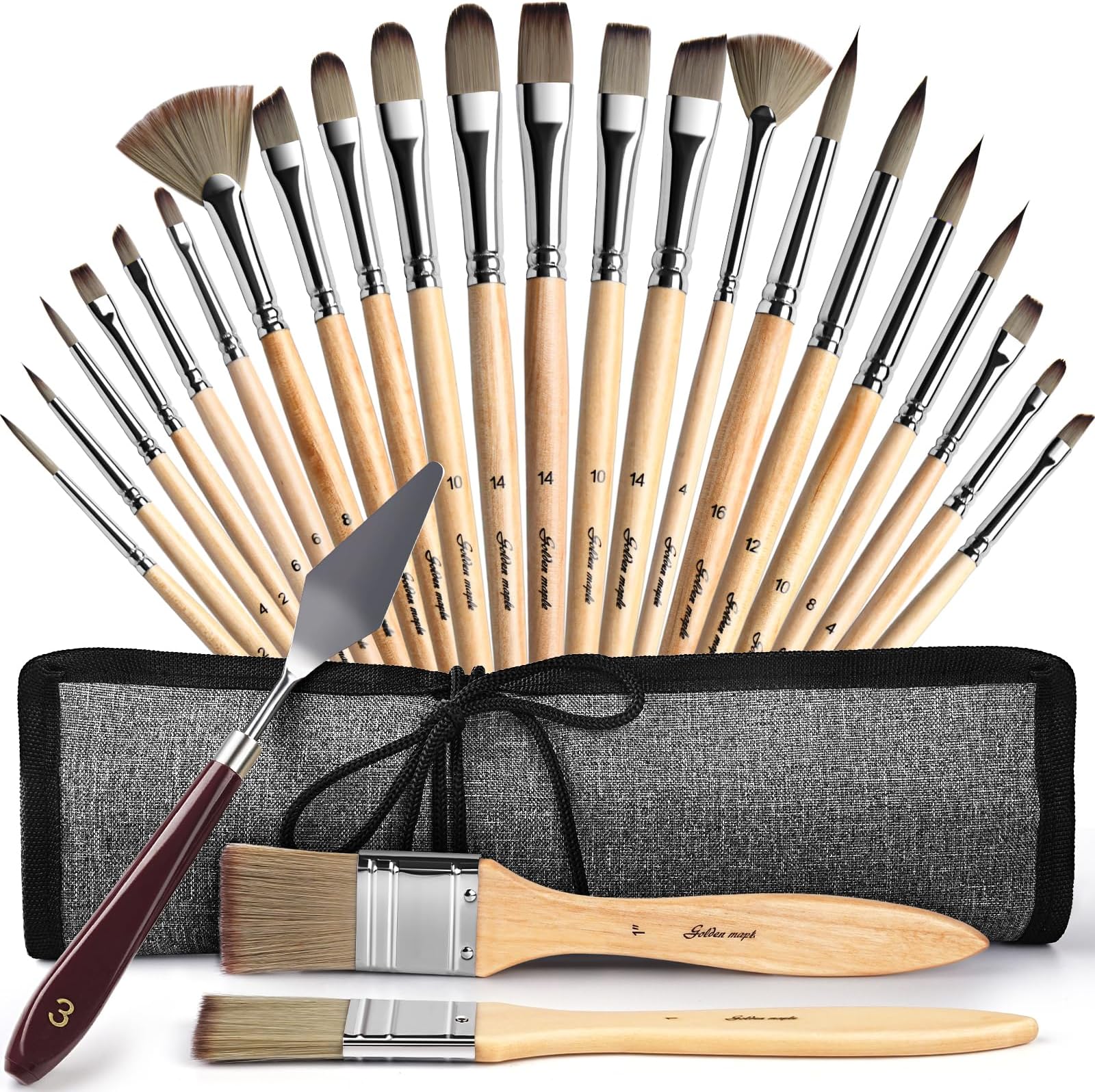 Amazon.com: COLOUR BLOCK 12PC Acrylic Paint Brushes Set with Leather ...