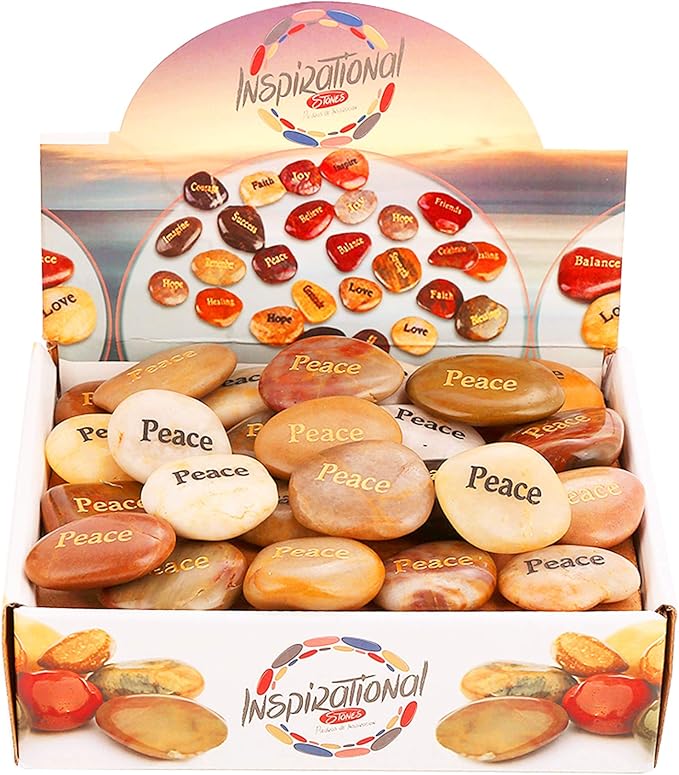 Amazon.com: ROCKIMPACT 50PCS Peace Stone Engraved Inspirational Prayer ...