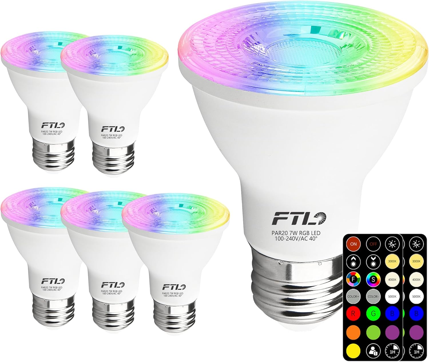 Amazon.com: FTL PAR20 LED Bulbs RGB Color Changing Light Bulbs with ...