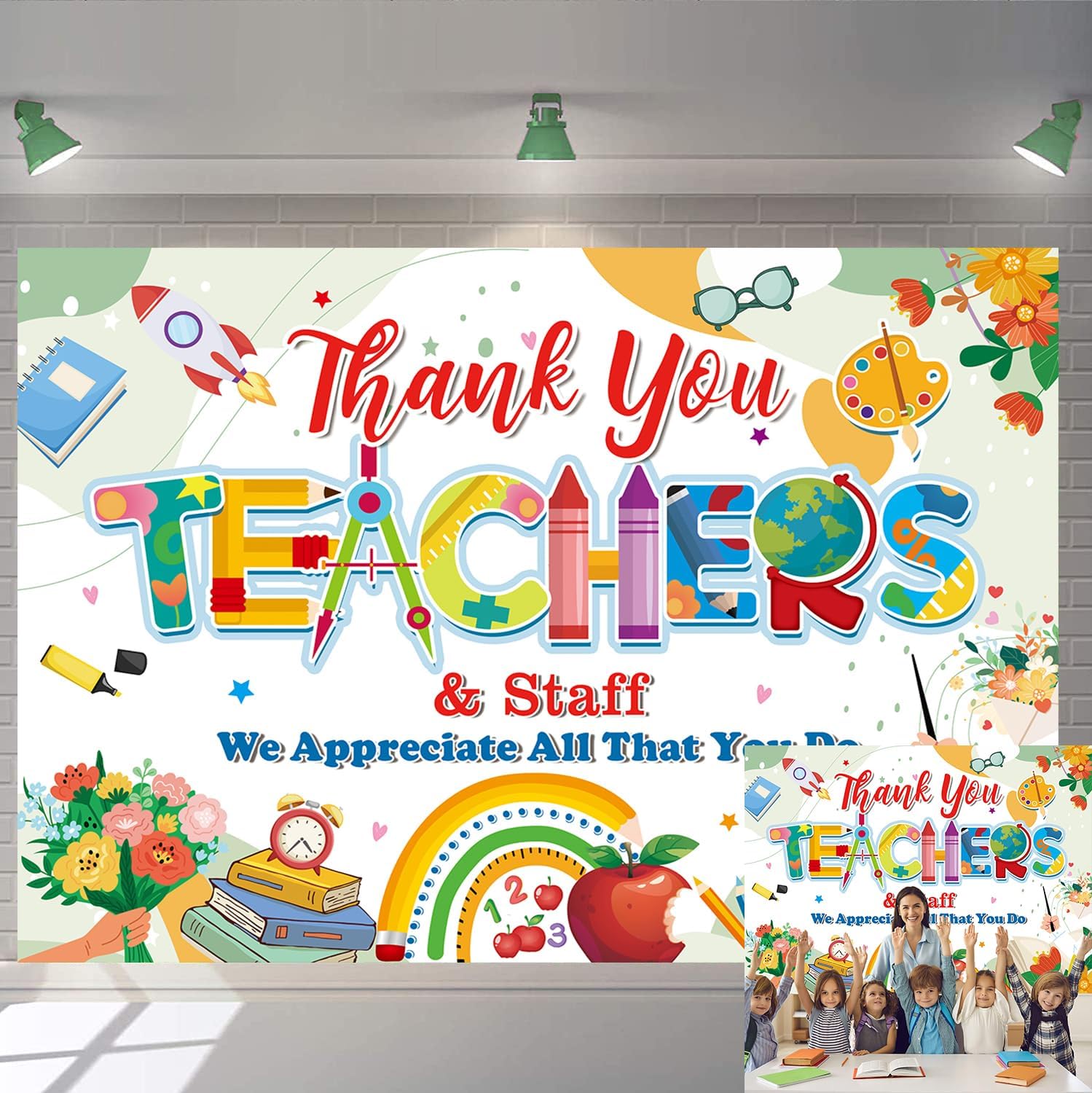 Amazon.com : Teacher Appreciation Week Banner Backdrop Thank You ...