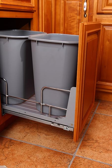 Amazon.com: 18" Magicglide Base Hands-free Cabinet Trash Can : Home ...