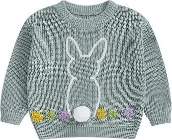 Amazon.com: Toddler Girls Sweater Easter Clothes Rabbit Flower ...