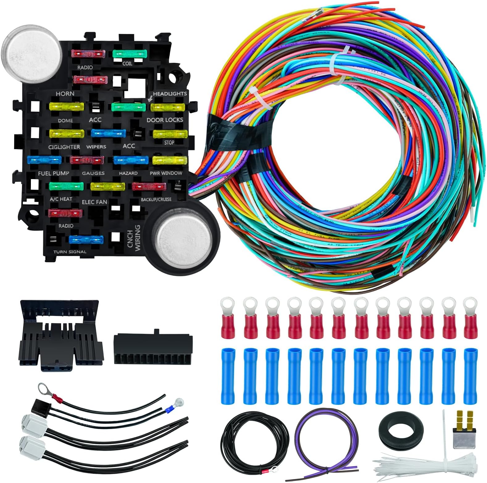 Amazon.com: WMPHE 21 Circuit Wiring Harness Kit, Universal Extra Long ...