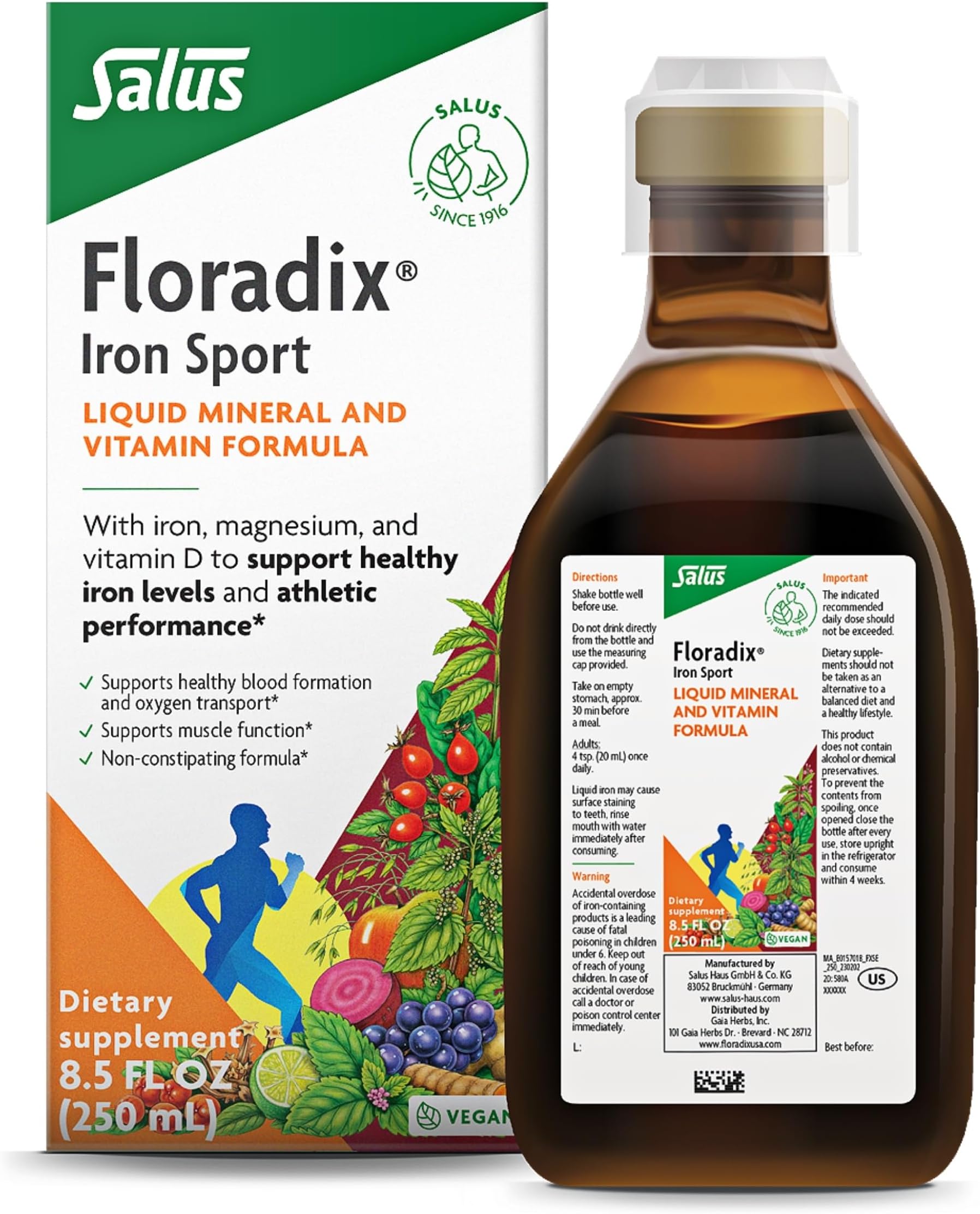 Amazon.com: Floradix Iron Sport Liquid Mineral & Vitamin Formula ...
