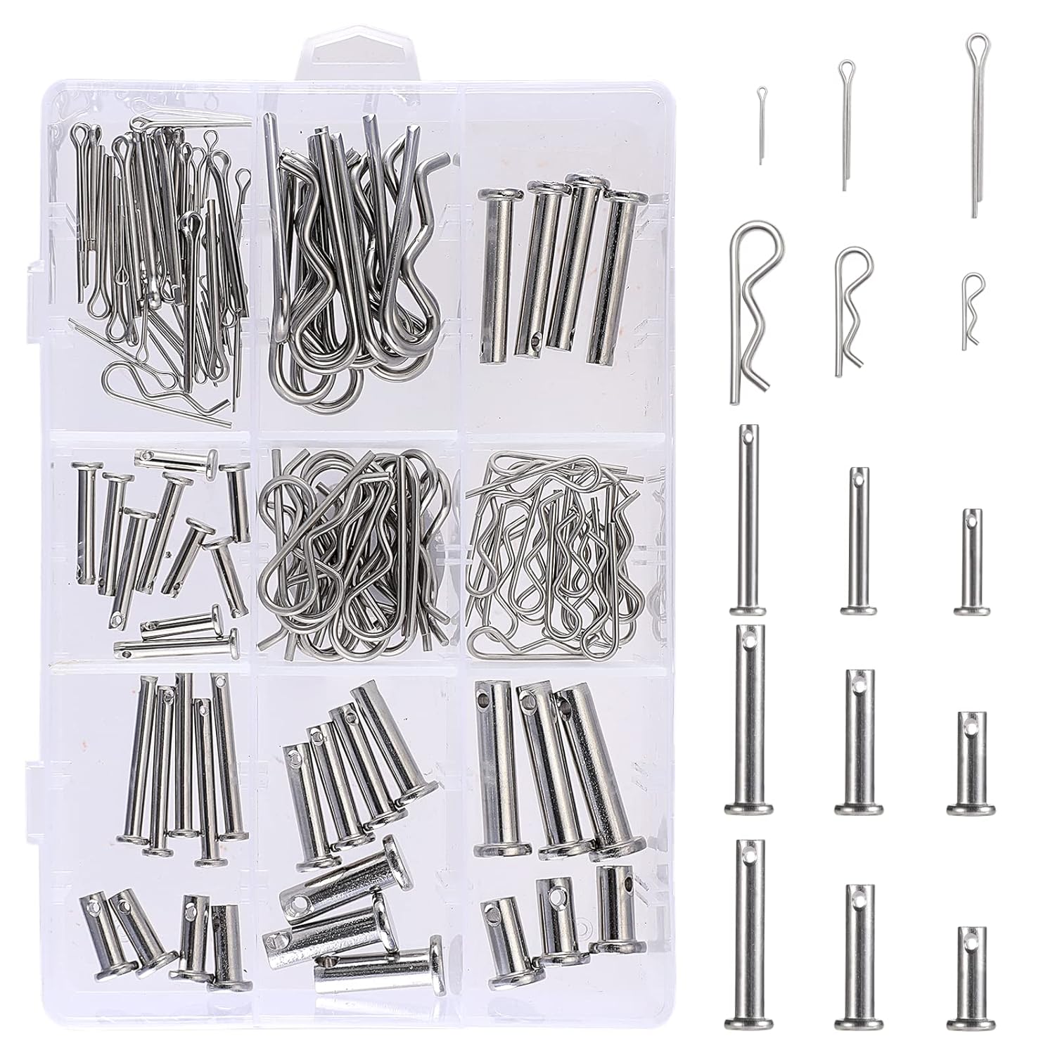Homaisson Stainless Steel Clevis Pin and Clips Assortment Kit : Amazon ...
