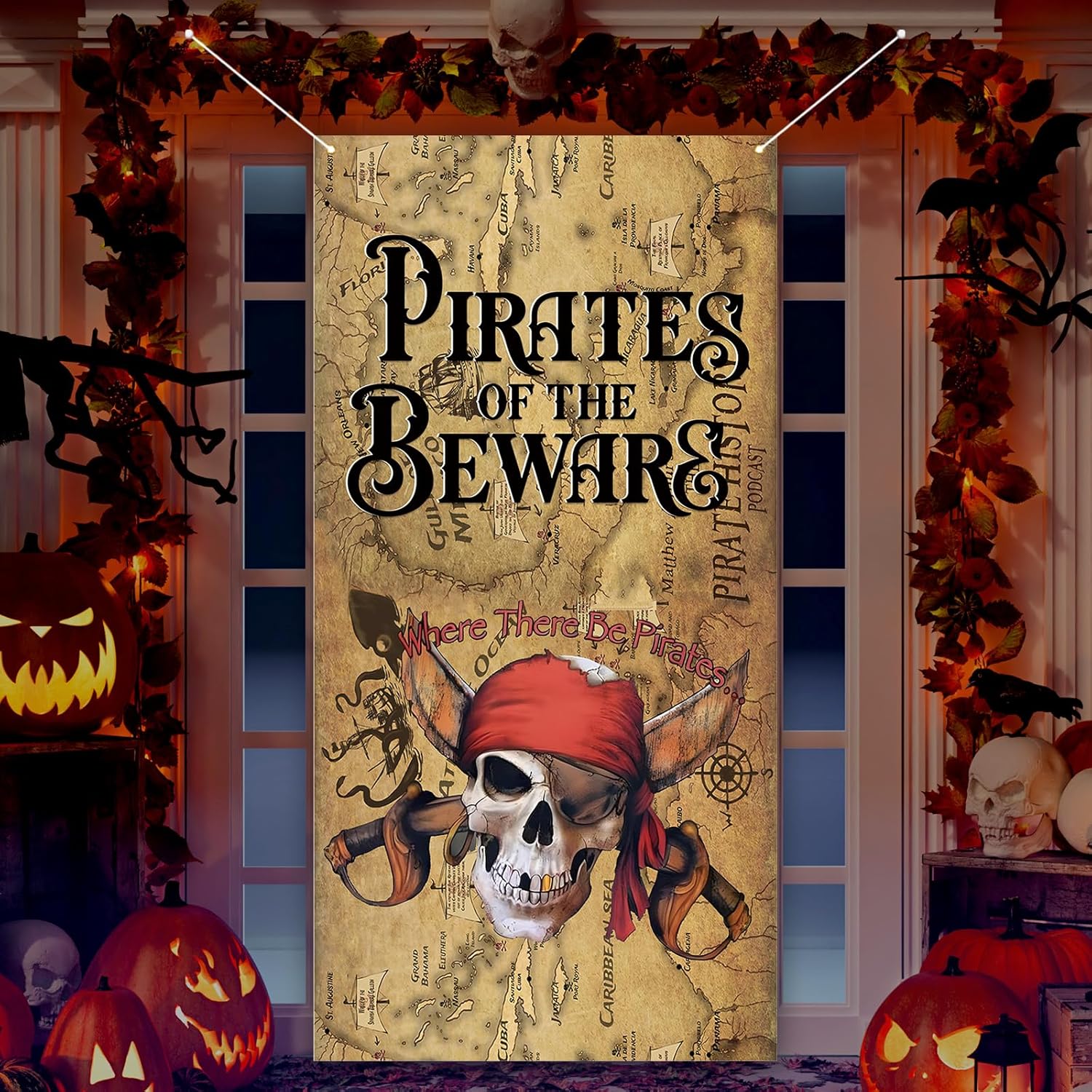 Amazon.com : Beware of Pirates Door Cover Pirate Treasure Pirate Party ...