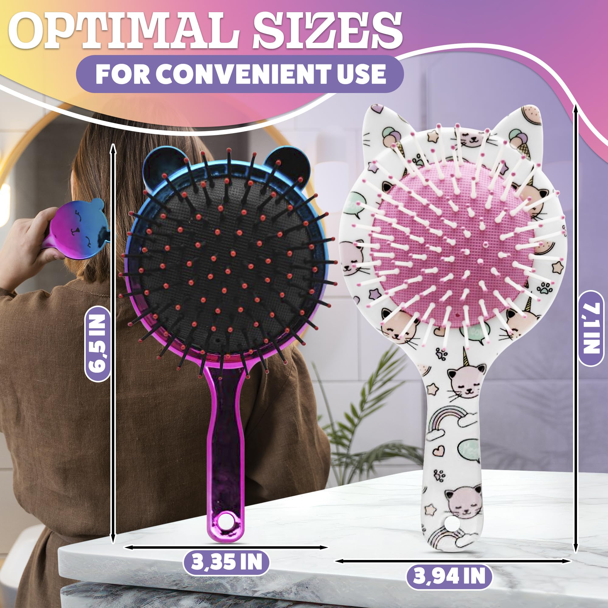 Snapklik.com : Mini Detangler Brush Set Of 2Pcs - Cute Hairbrush For ...