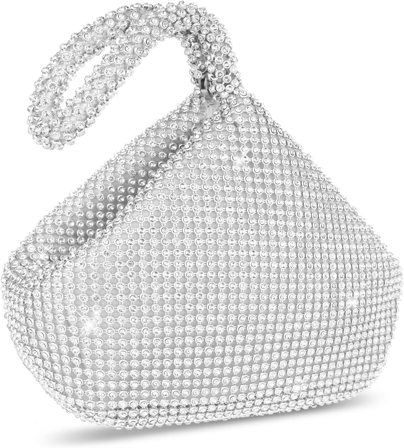 Clutch Purses for Women- Full Rhinestones Silver Clutch Purse Bling ...