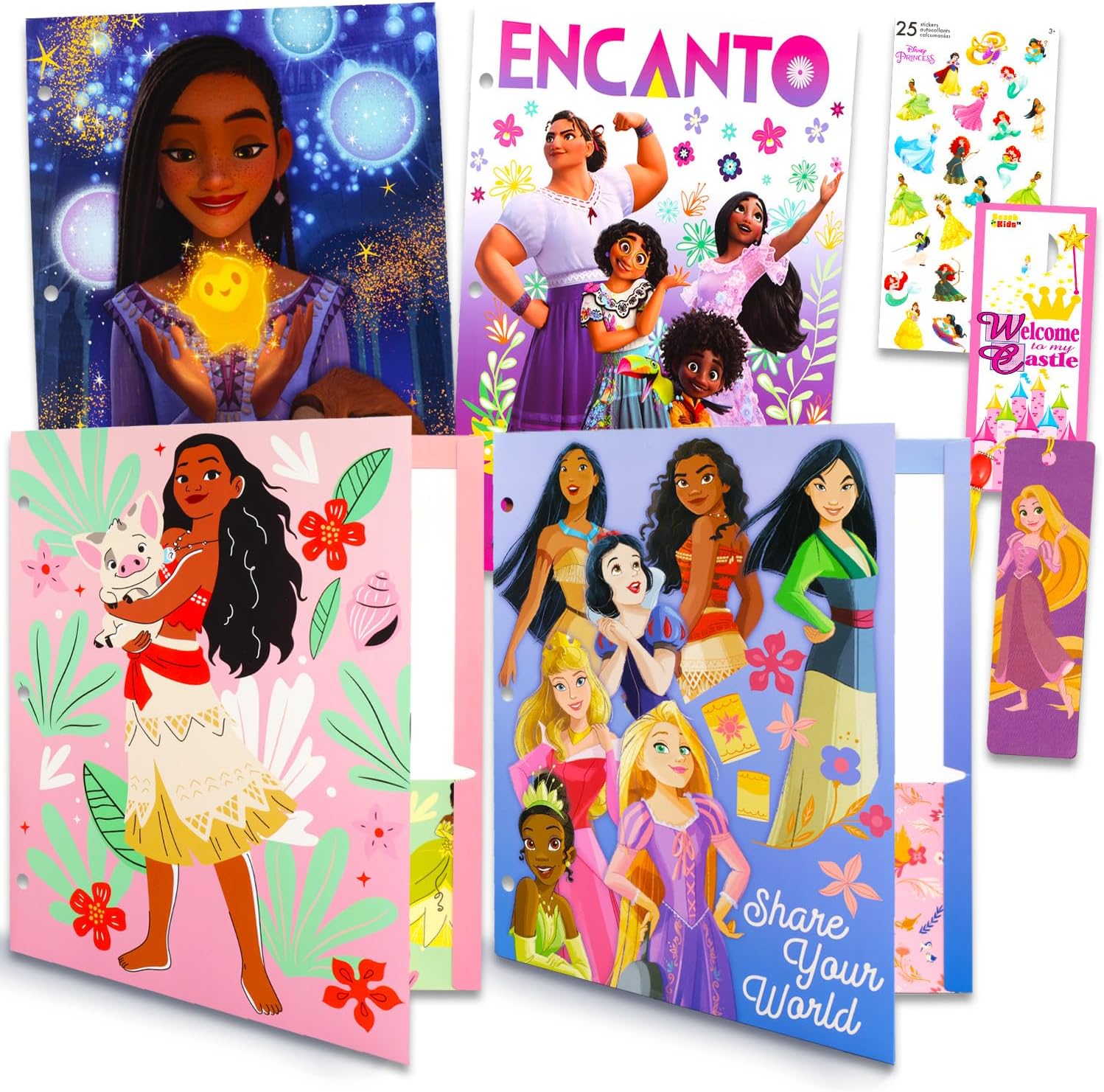 Amazon.com : Disney Princess Folders for School - Pocket Folders Disney ...