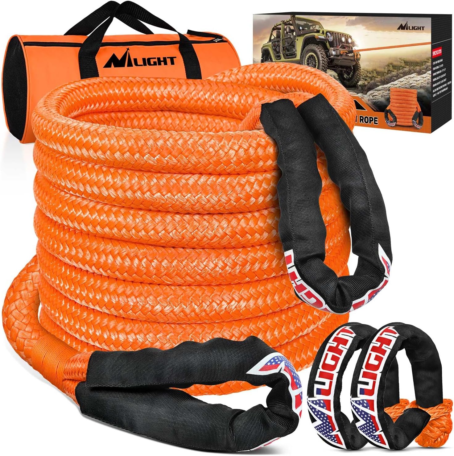 Amazon.com: Nilight Kinetic Recovery Tow Rope 7/8" x 20ft (28,600LBS ...